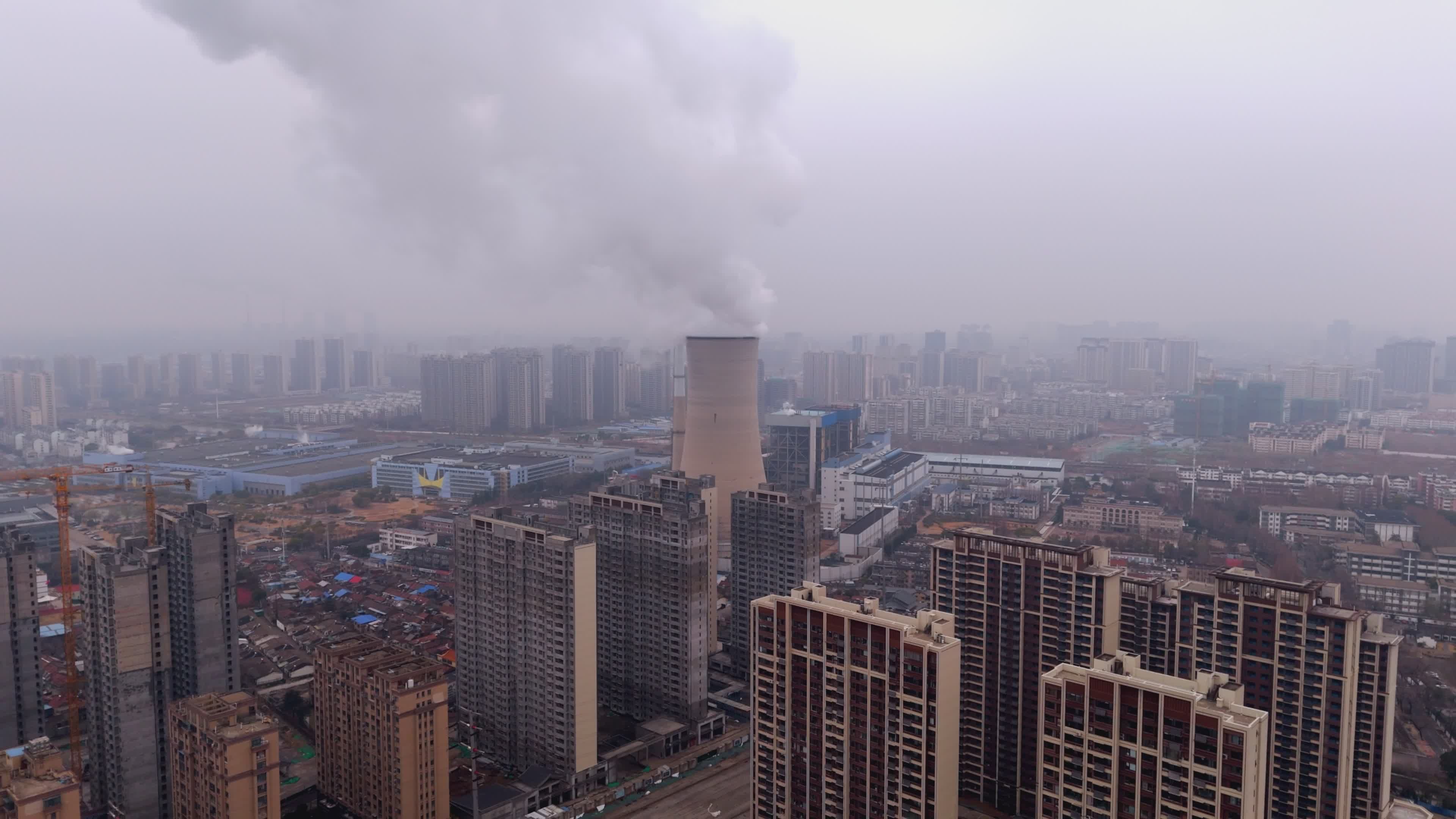 Aerial View of Urban Power Plant in City Free Stock Video Footage ...