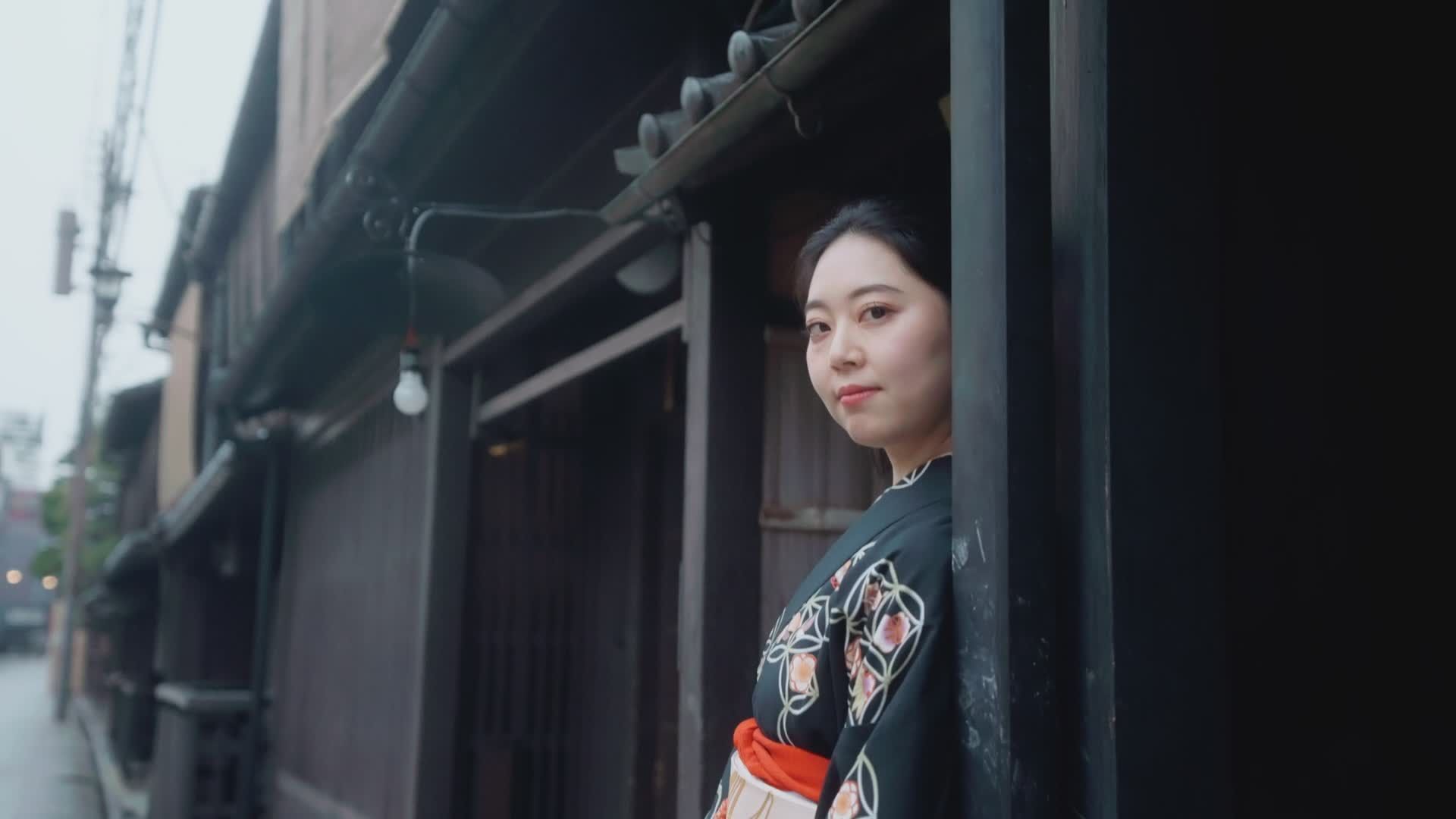Traditional Kimono Clad Woman in Japanese Street Free Stock Video ...