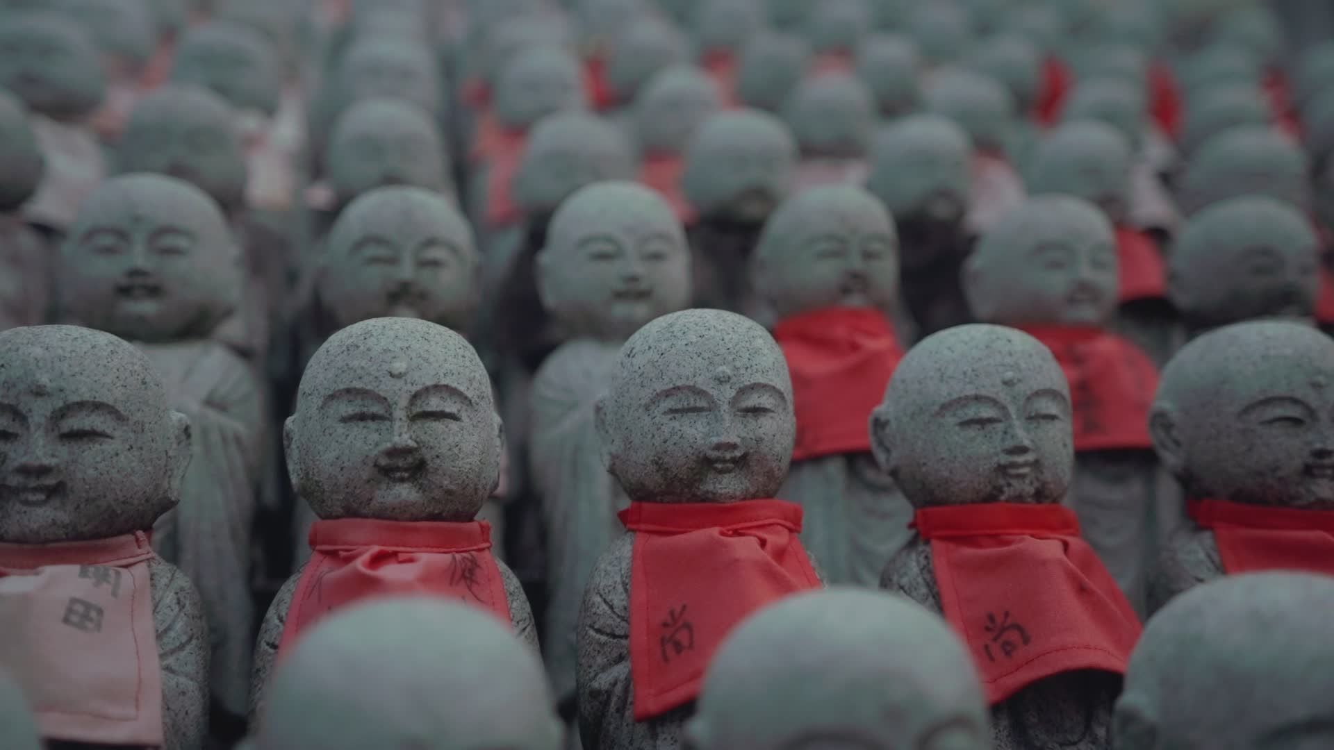 Serene Row of Jizo Statues in Japan Free Stock Video Footage, Royalty ...