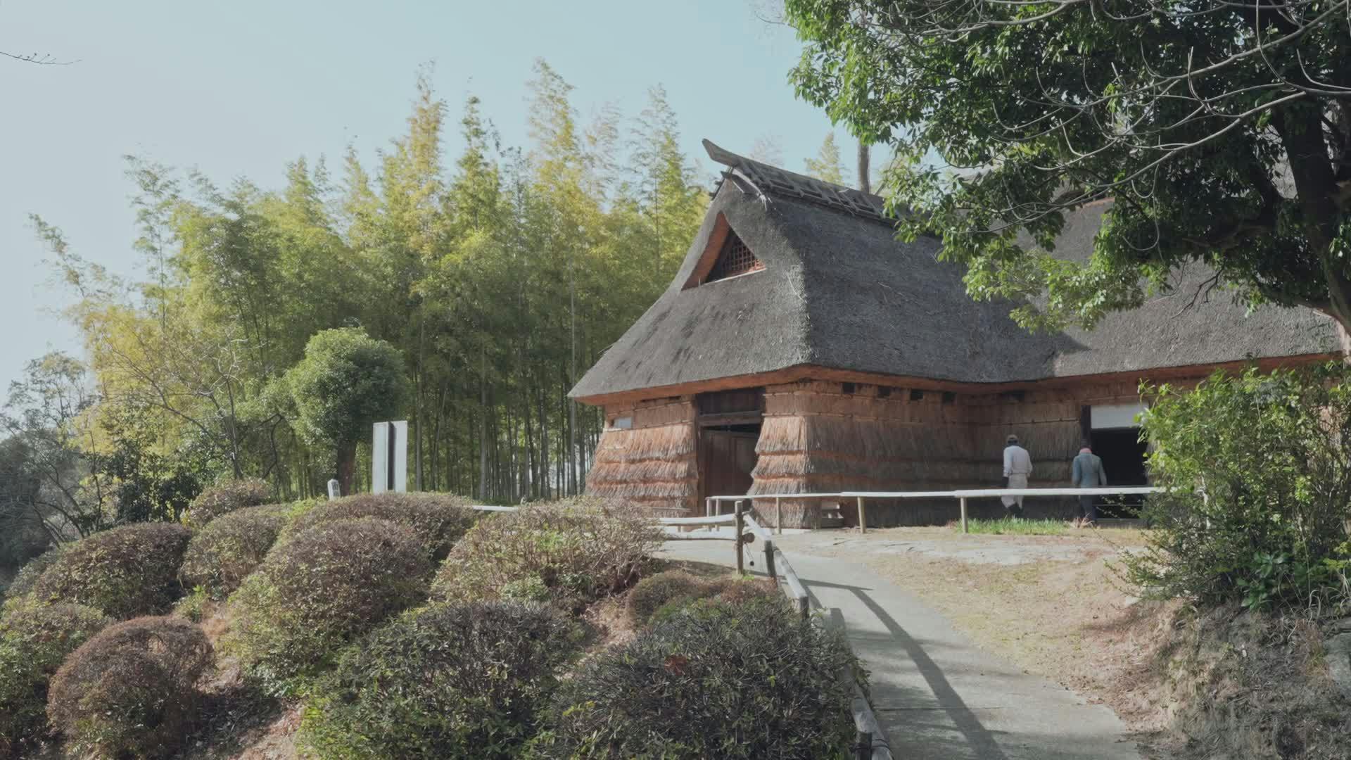 Historic Japanese Thatched Roof House in Rural Setting Free Stock Video ...