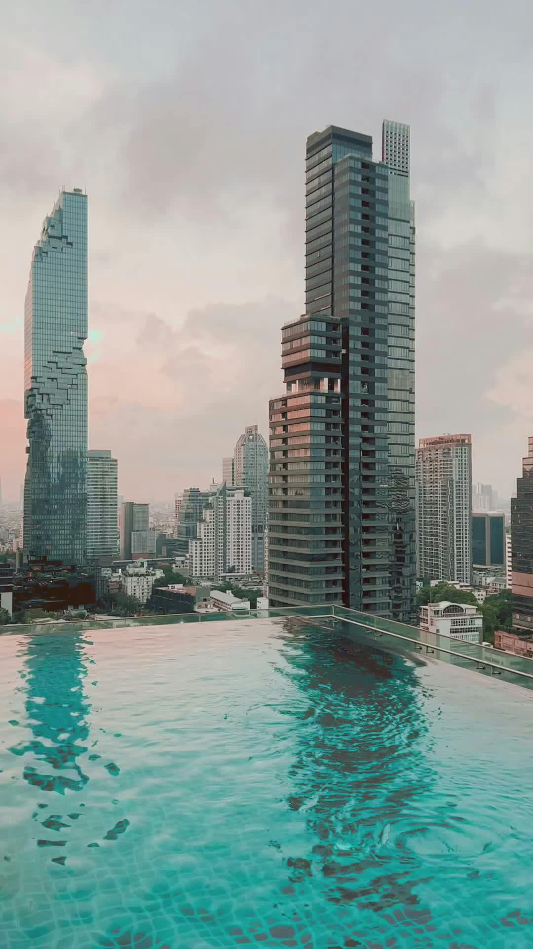 Modern Skyline with Infinity Pool at Dusk Free Stock Video Footage ...