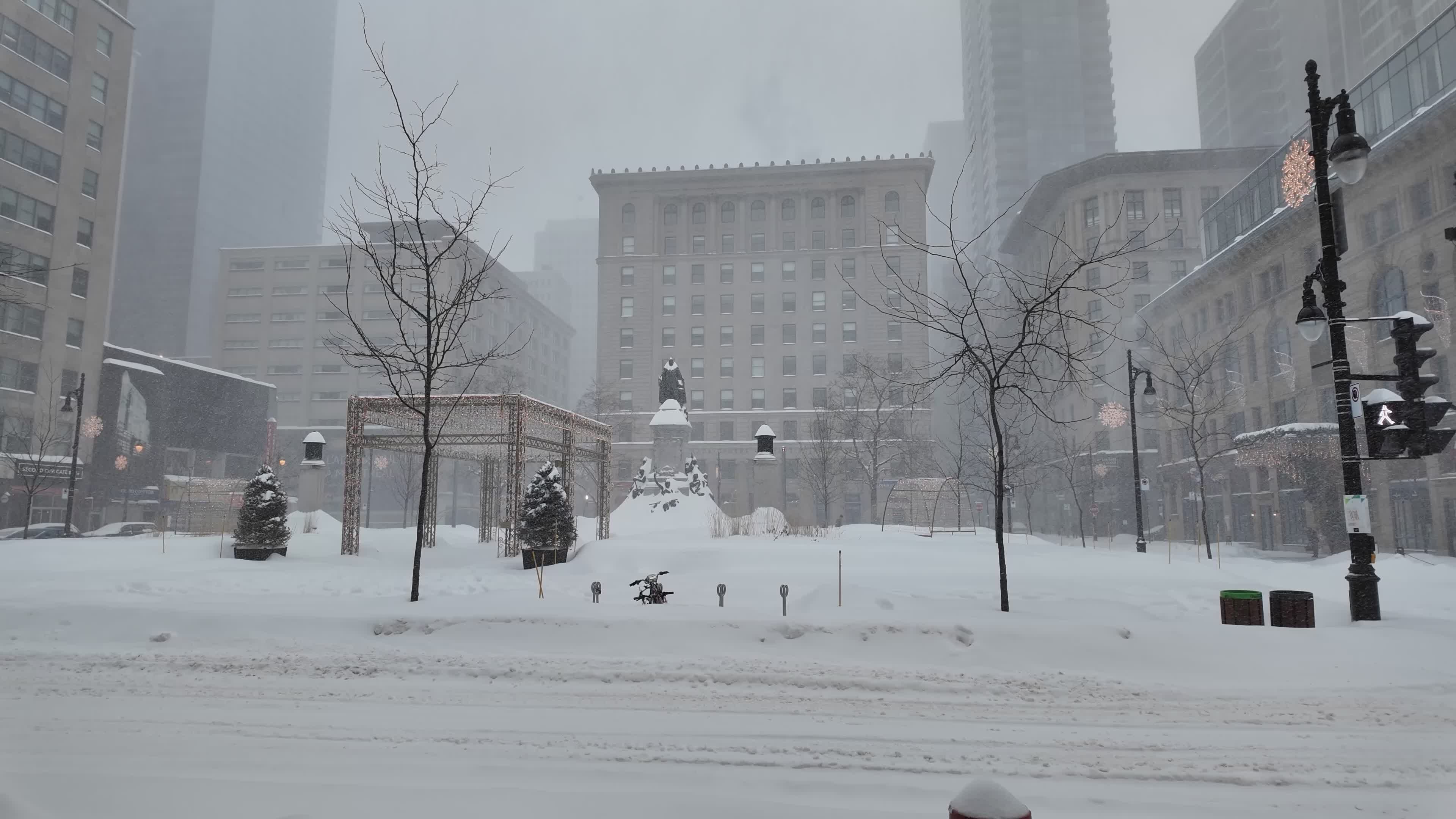 Snowstorm Engulfs Montreal's Downtown Streets Free Stock Video Footage ...