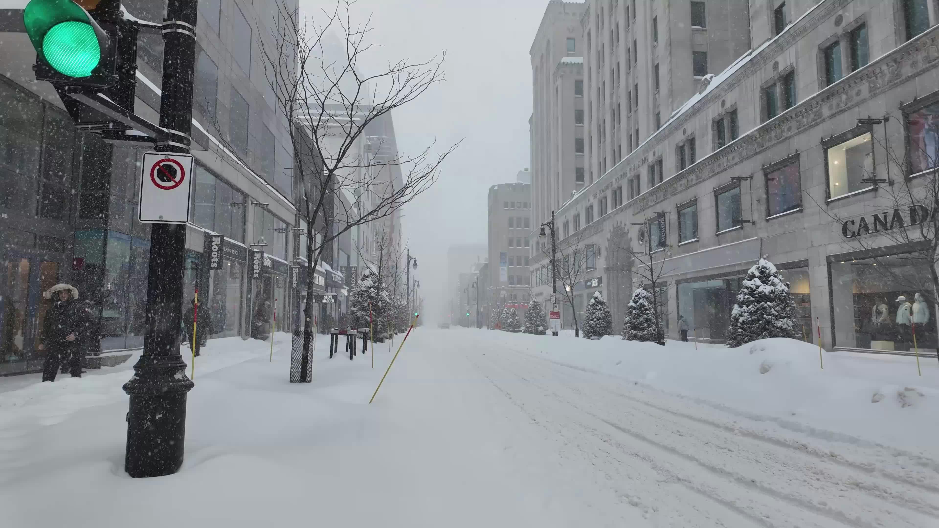 Winter Snowstorm in Downtown Montreal Free Stock Video Footage, Royalty ...