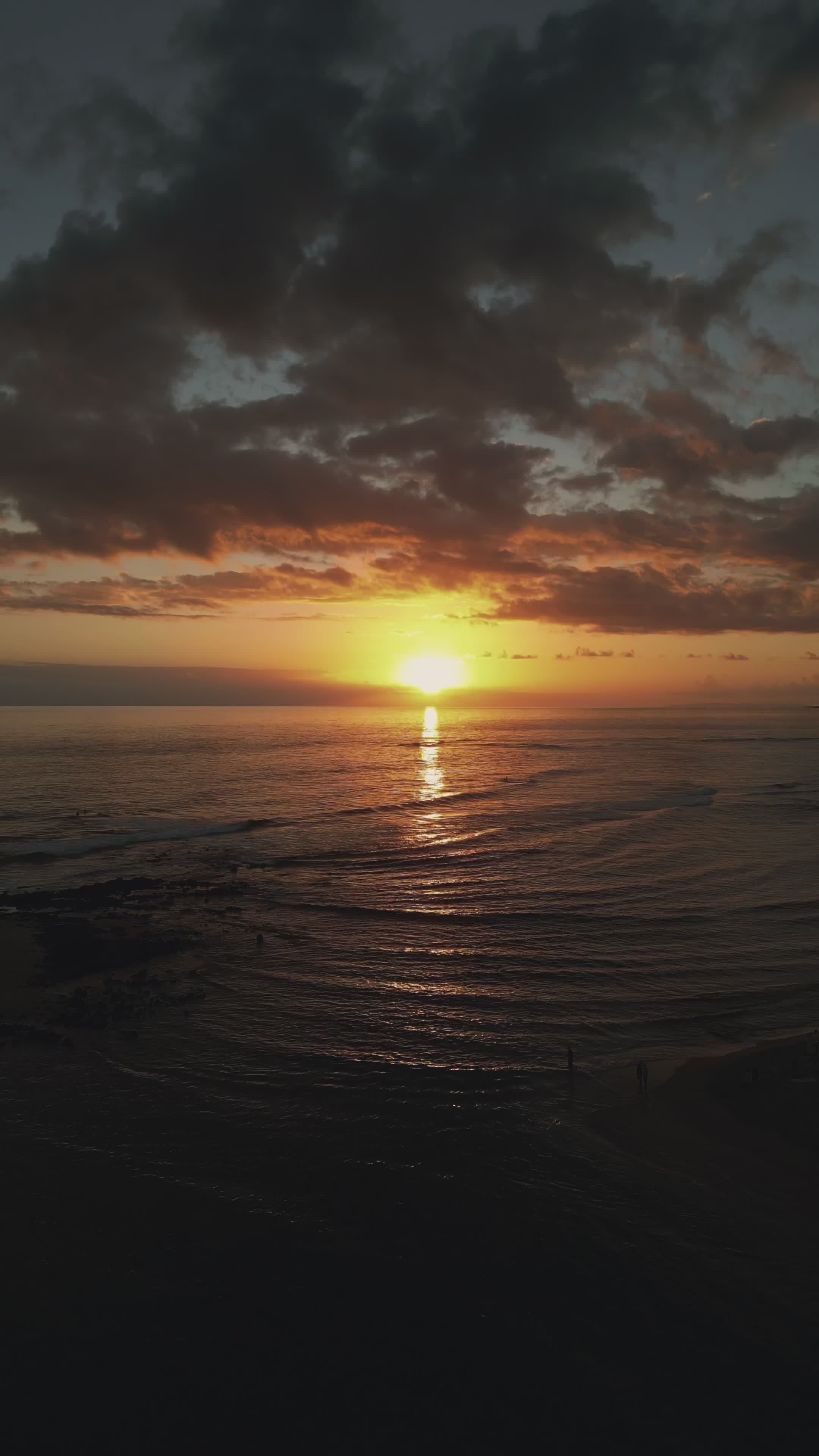 Stunning Golden Beach Sunset over Ocean Waves Free Stock Video Footage ...