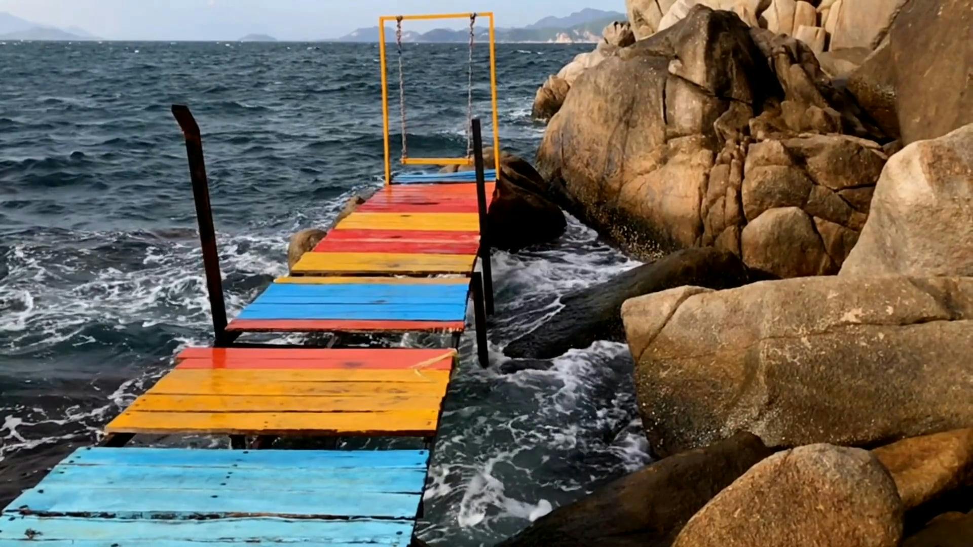 A Broken Dock Beside Big Rocks Free Stock Video Footage, Royalty-Free ...