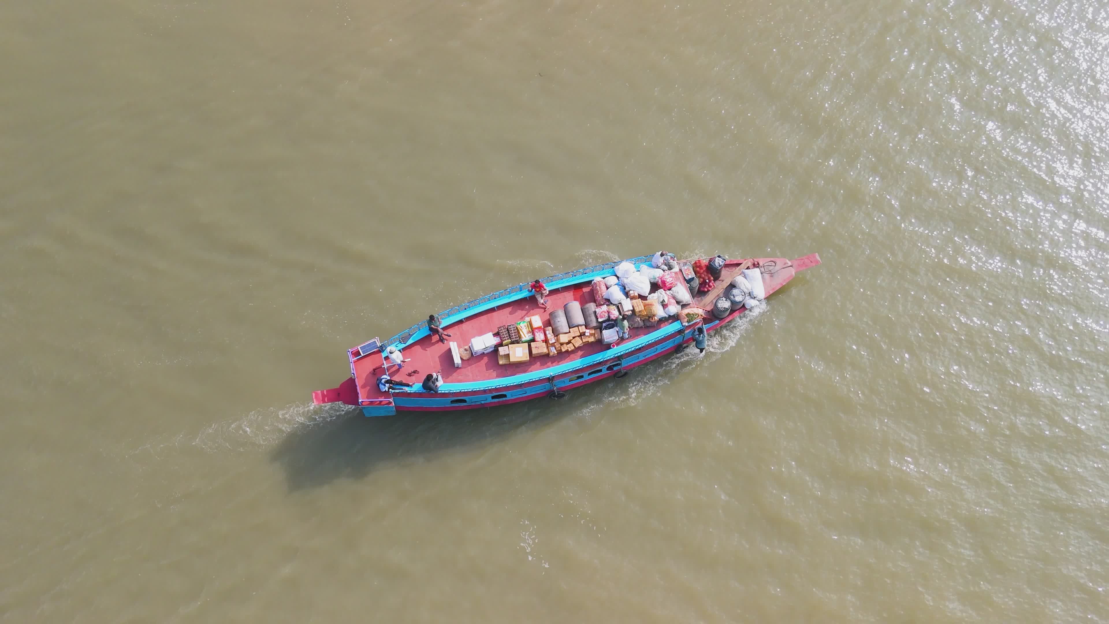 Aerial Drone View of River Trade Boat in Bangladesh Free Stock Video ...