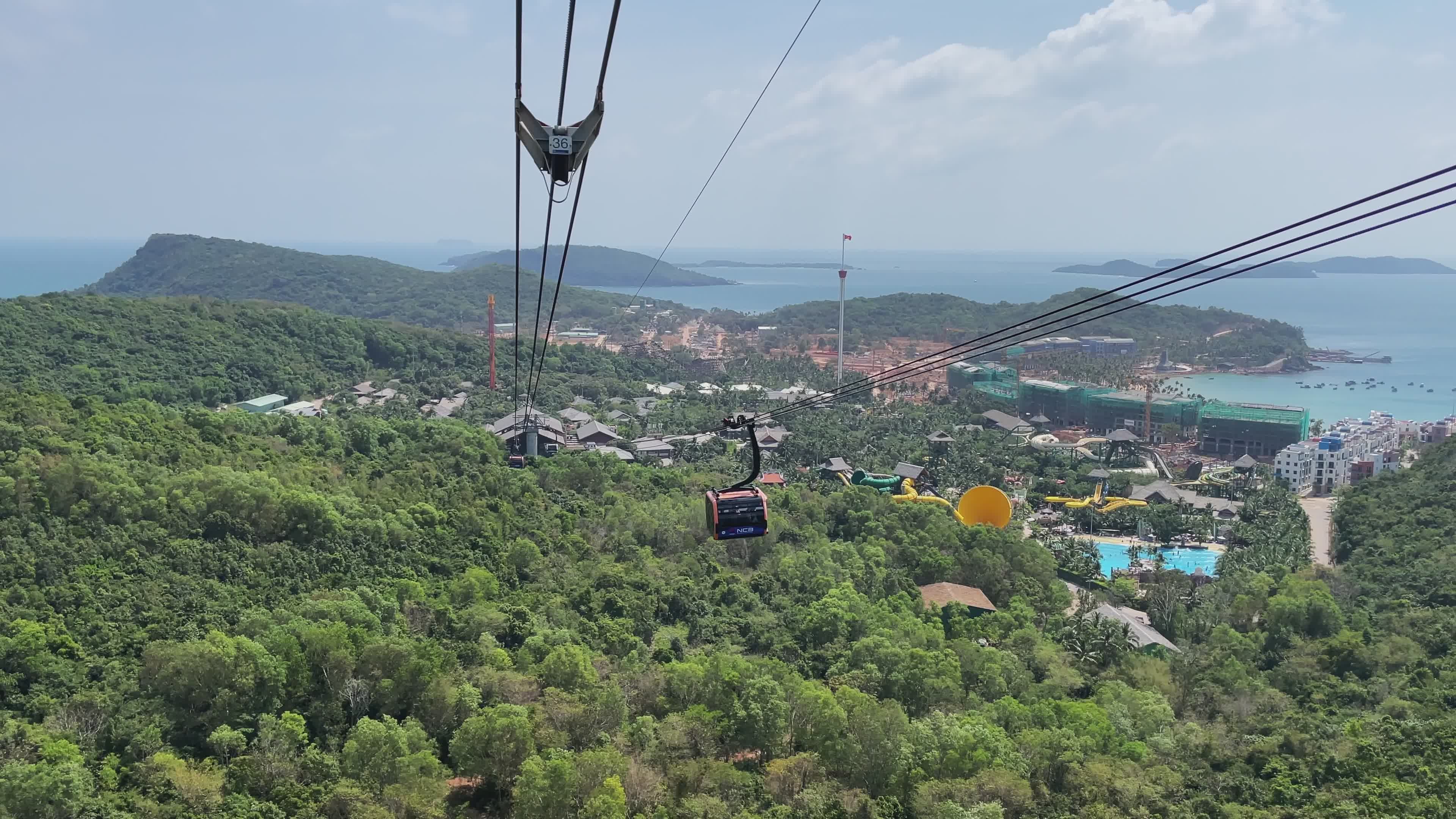 Scenic Cable Car Ride Over Lush Island Free Stock Video Footage ...