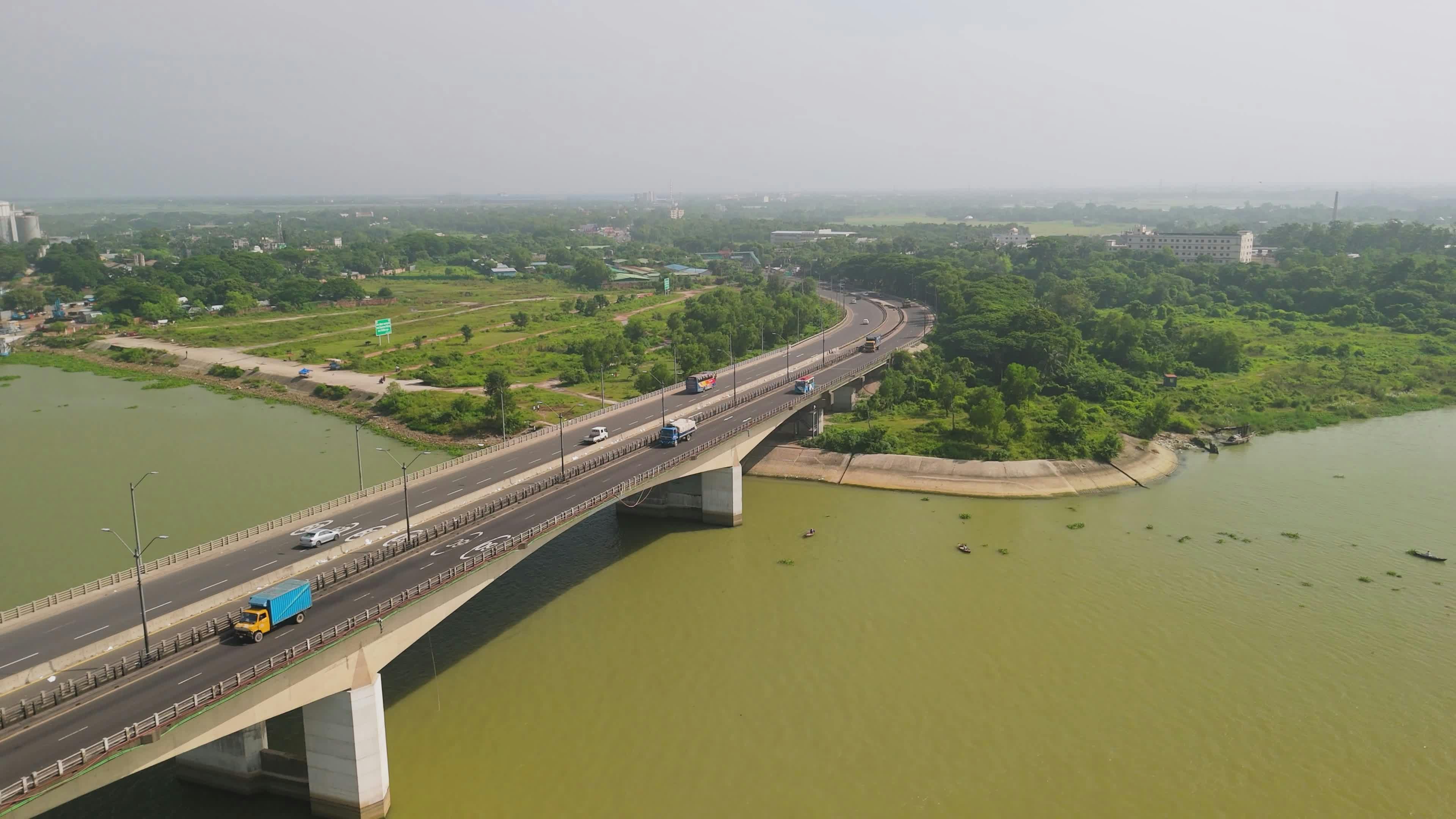 Aerial View of Vehicles on Padma Bridge Free Stock Video Footage ...