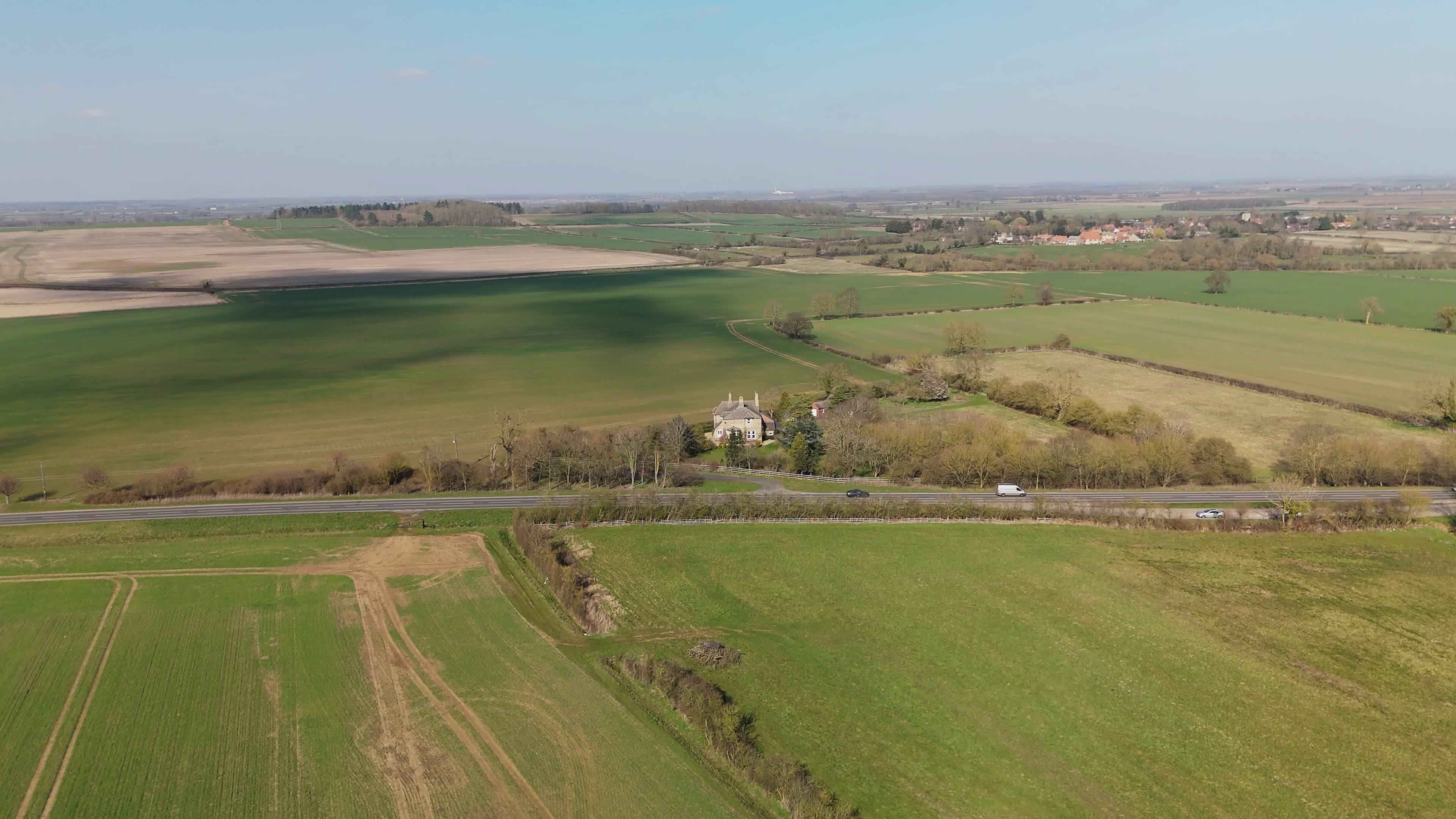 Aerial View of Countryside Manor and Fields Free Stock Video Footage ...