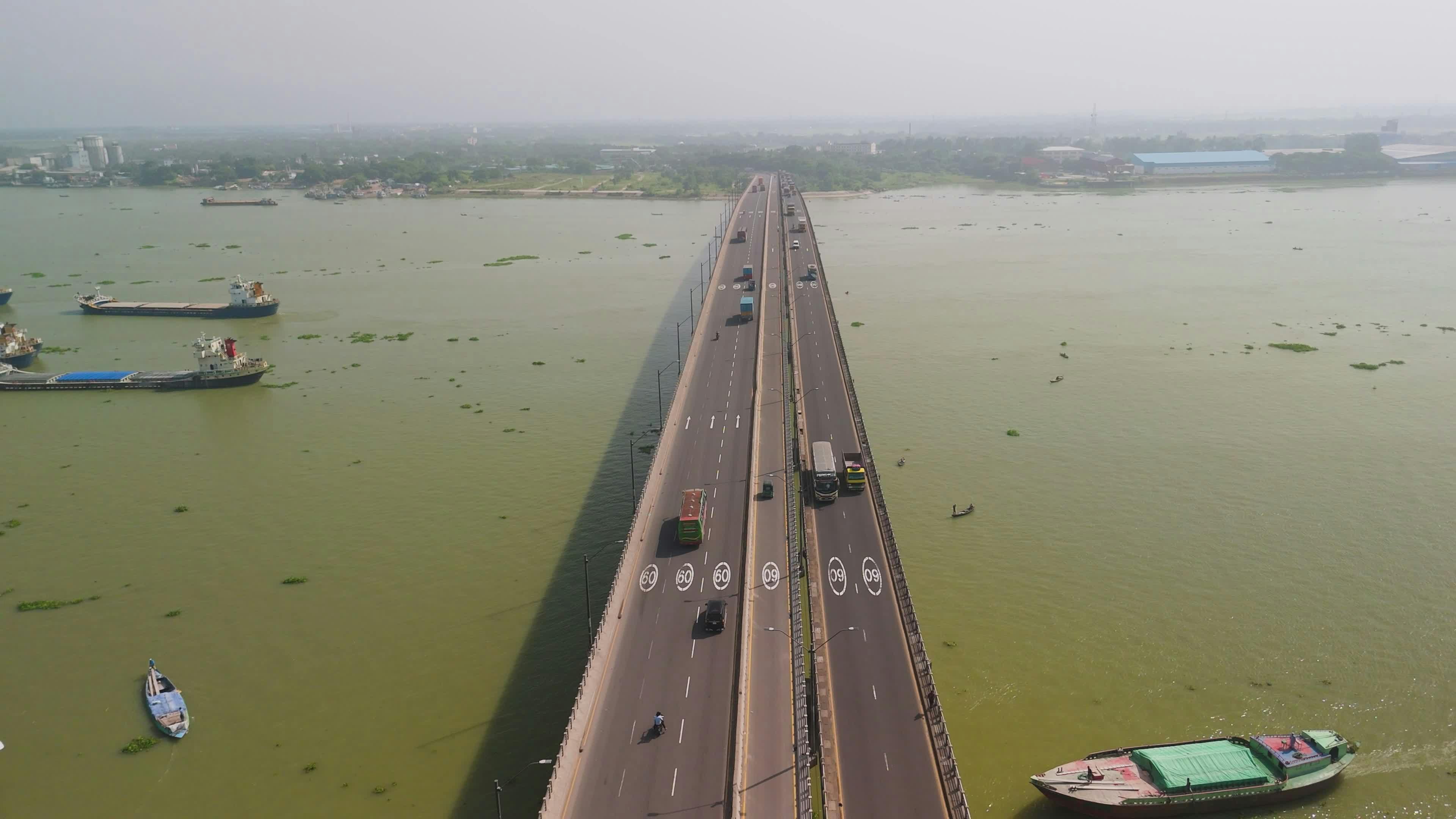 Aerial View of Meghna Bridge in Bangladesh Free Stock Video Footage ...