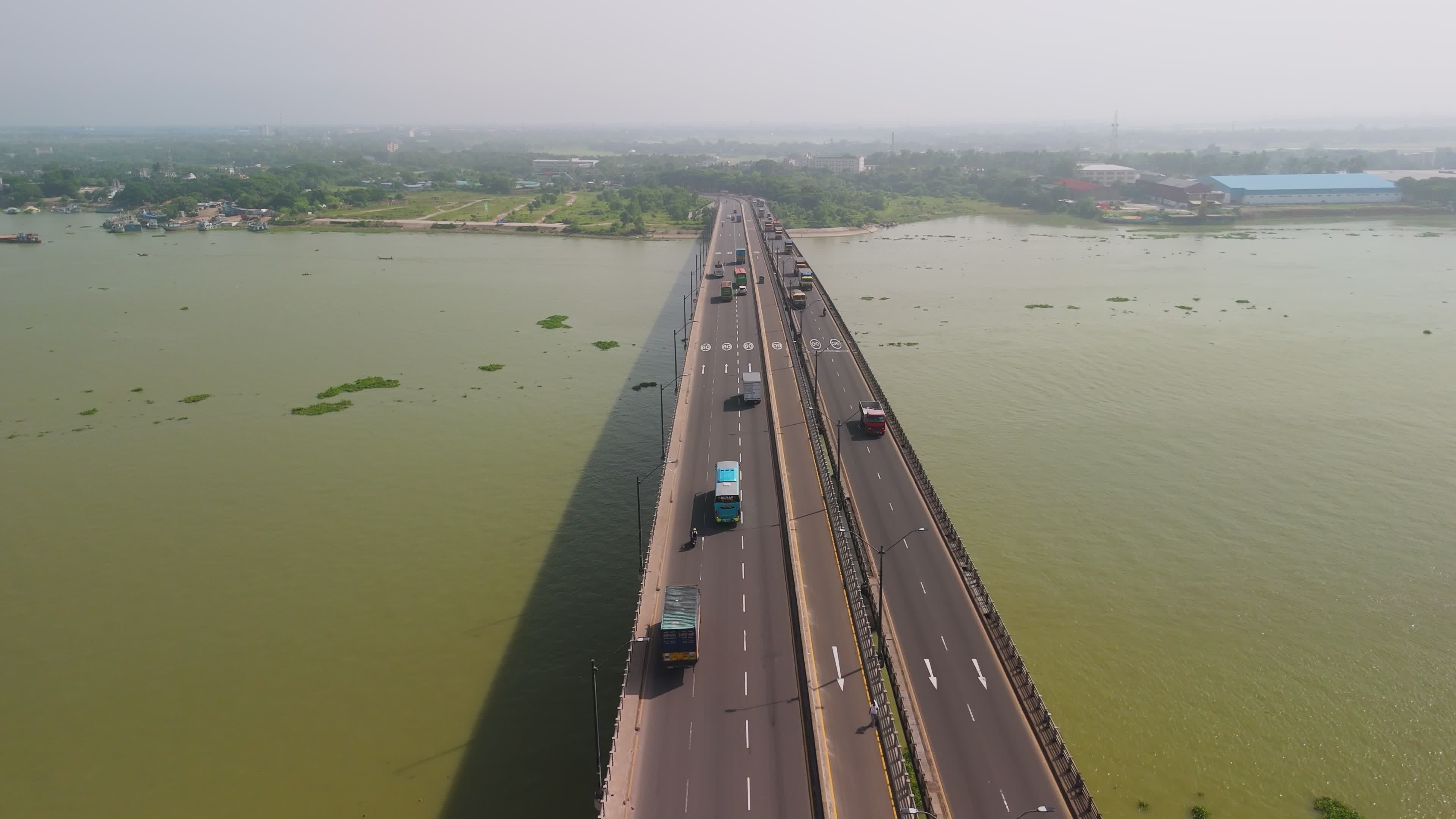 Aerial View of Vehicles on Padma Bridge Free Stock Video Footage ...
