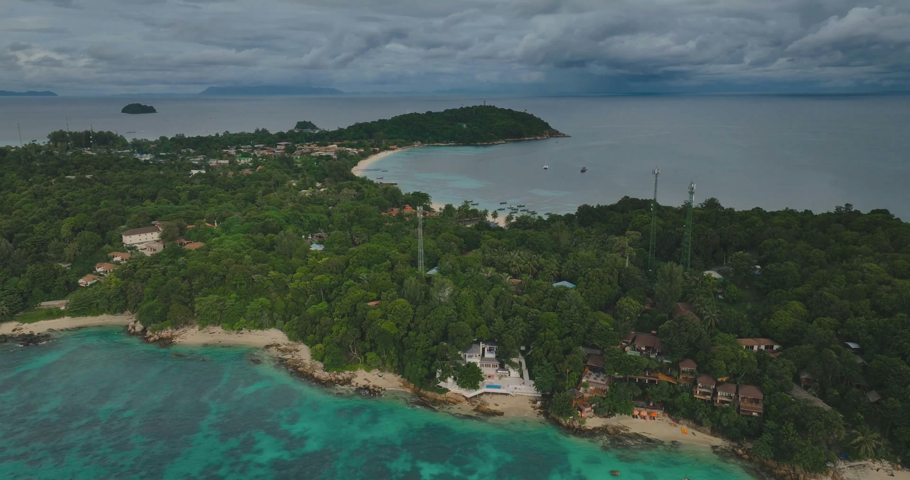 Stunning Aerial View of Tropical Island Coastline Free Stock Video ...