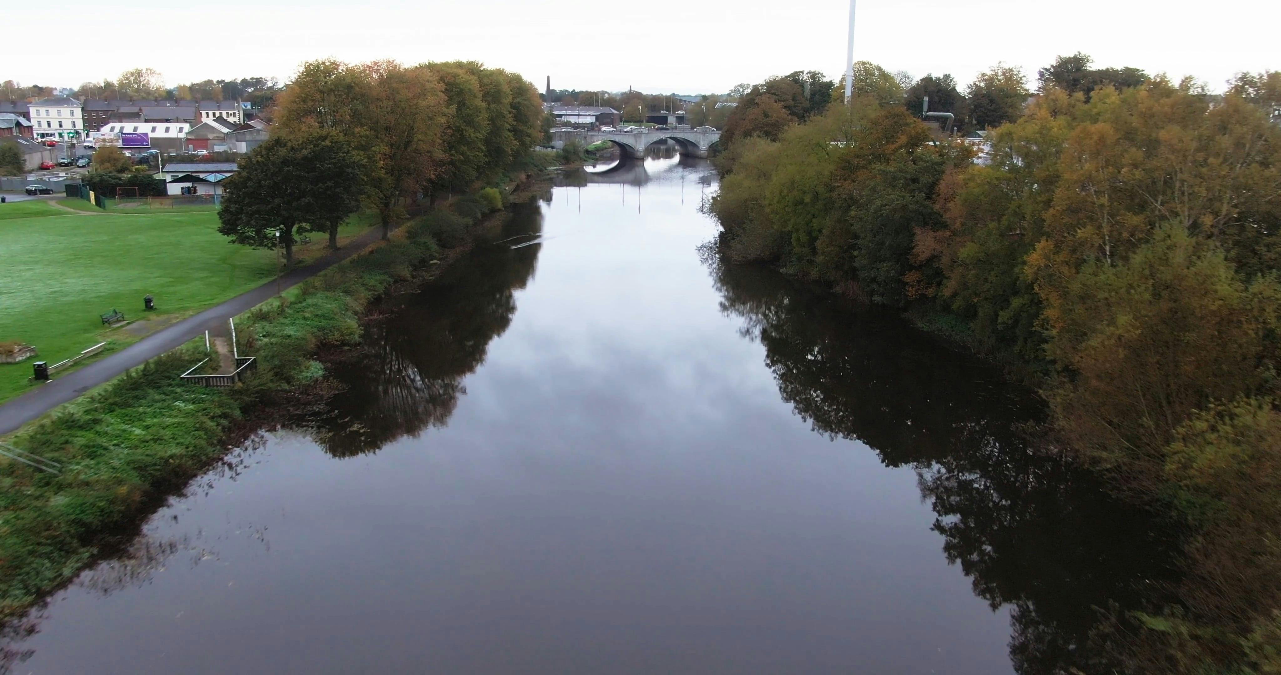 Drone View Of A Blue Footbridge · Free Stock Video