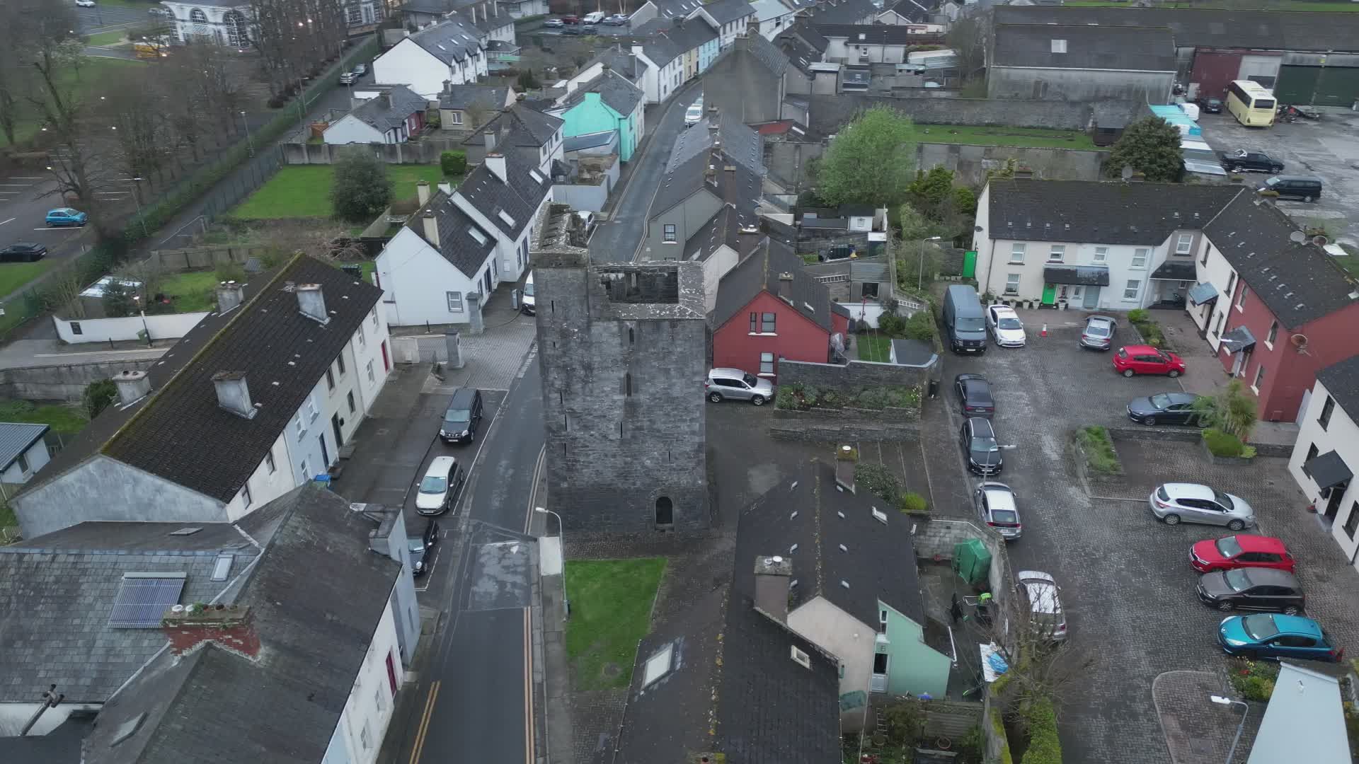Aerial View of Historic Irish Castle in Townscape Free Stock Video ...