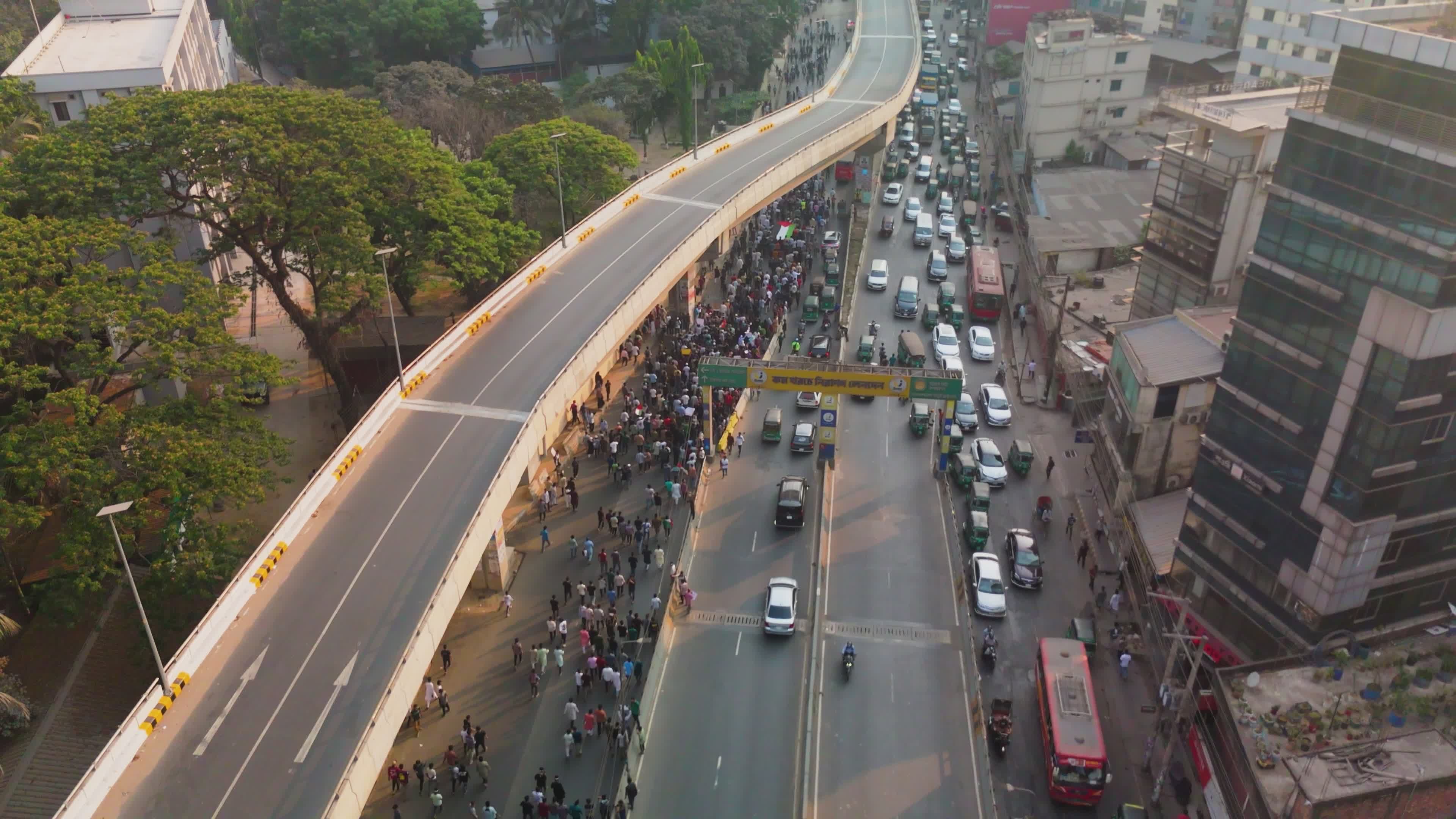 Aerial View of Chattogram Protest and Traffic Free Stock Video Footage ...