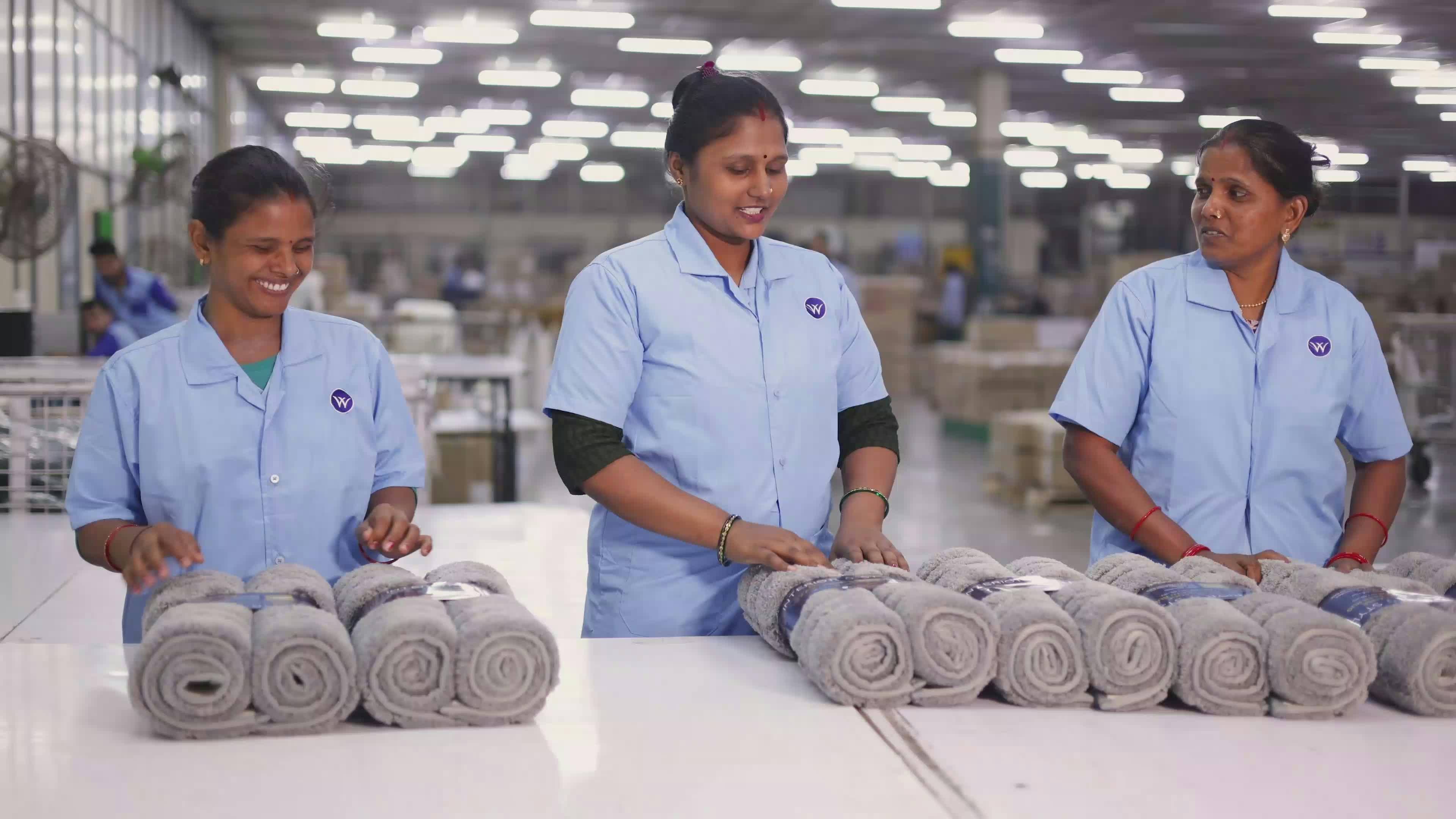 Indian Textile Factory Worker Arranging Fabrics Free Stock Video ...