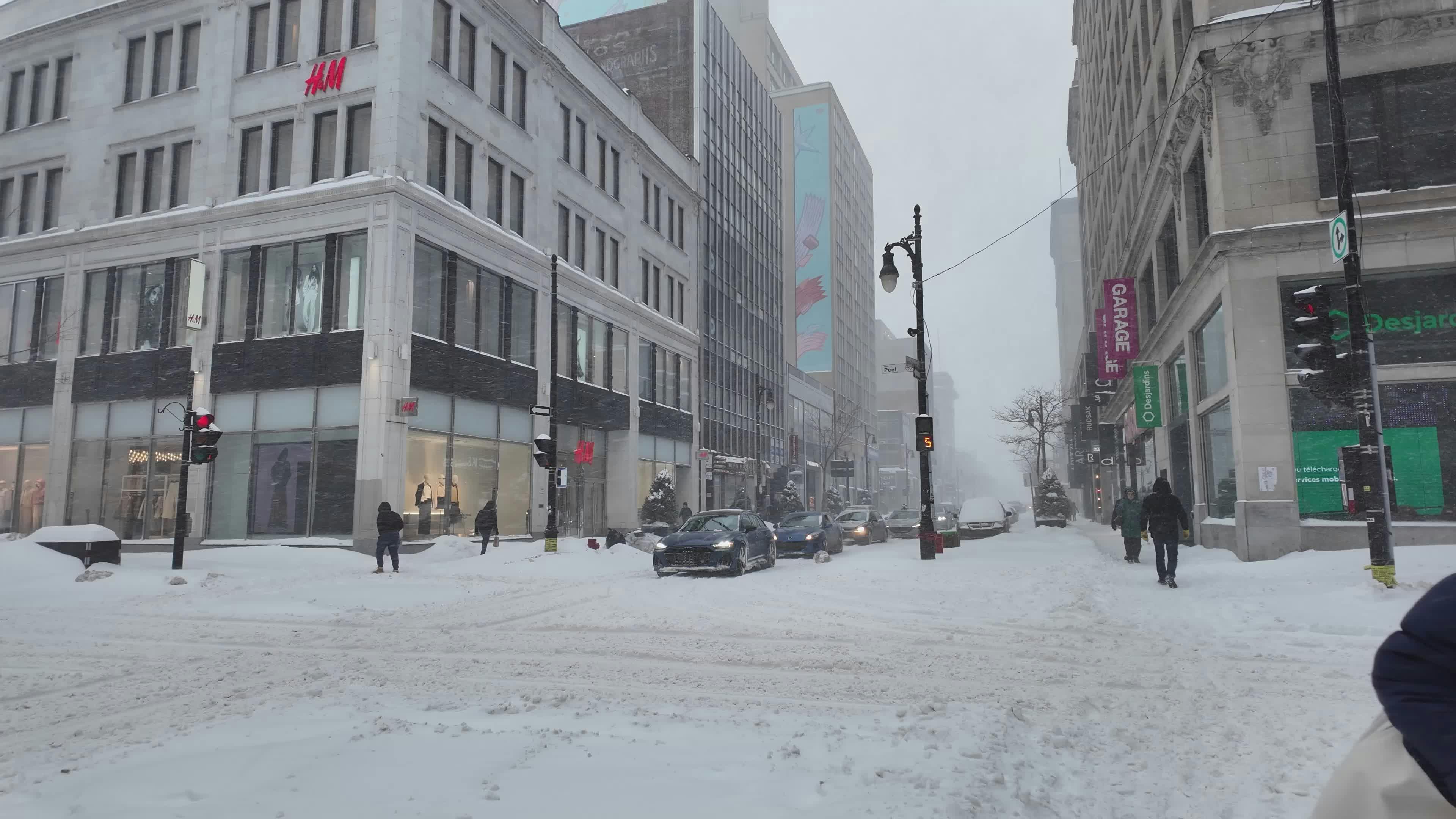 Winter Snowstorm in Downtown Montreal Free Stock Video Footage, Royalty ...