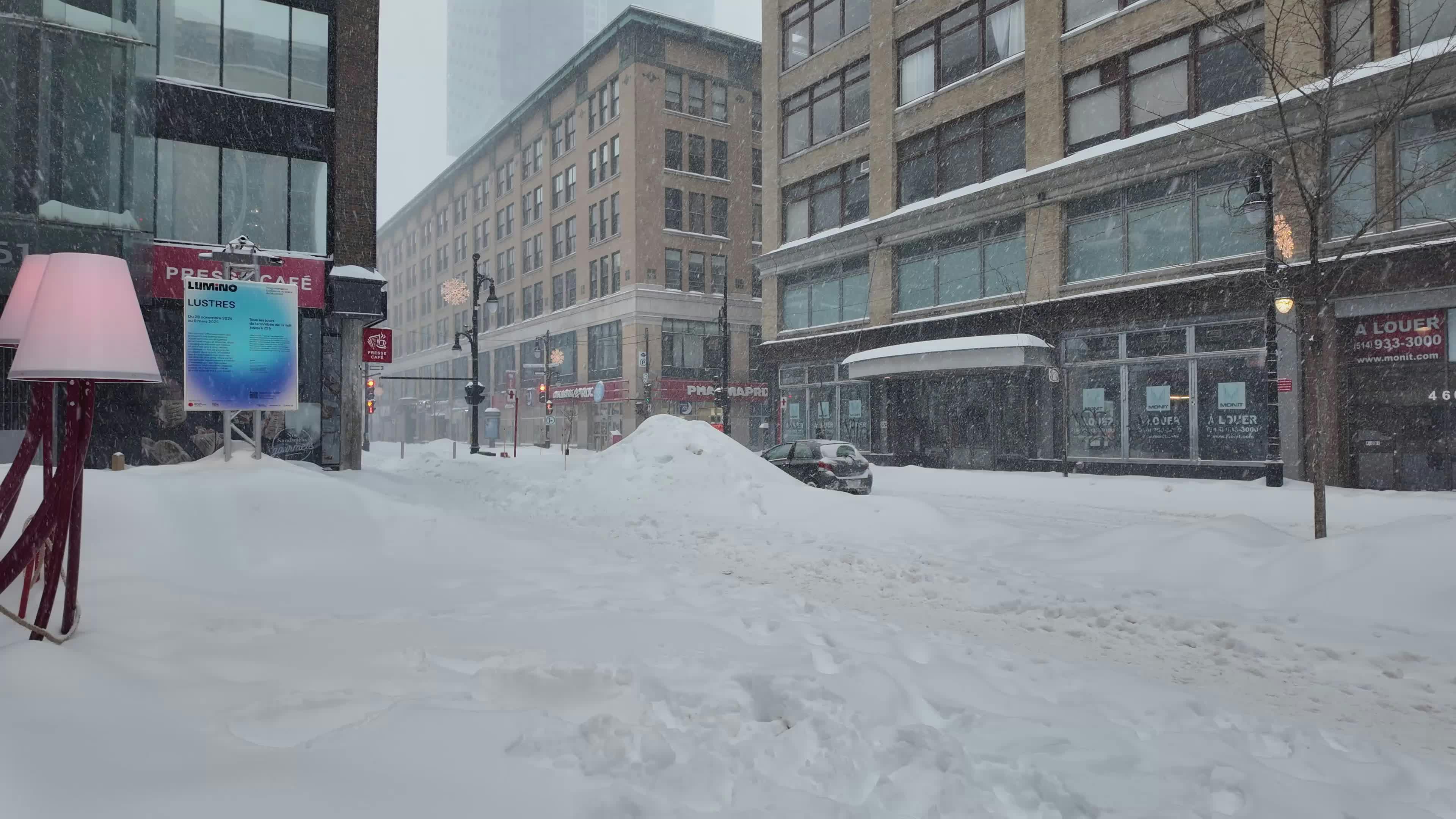 Heavy Snowfall in Downtown Montreal Street Free Stock Video Footage ...