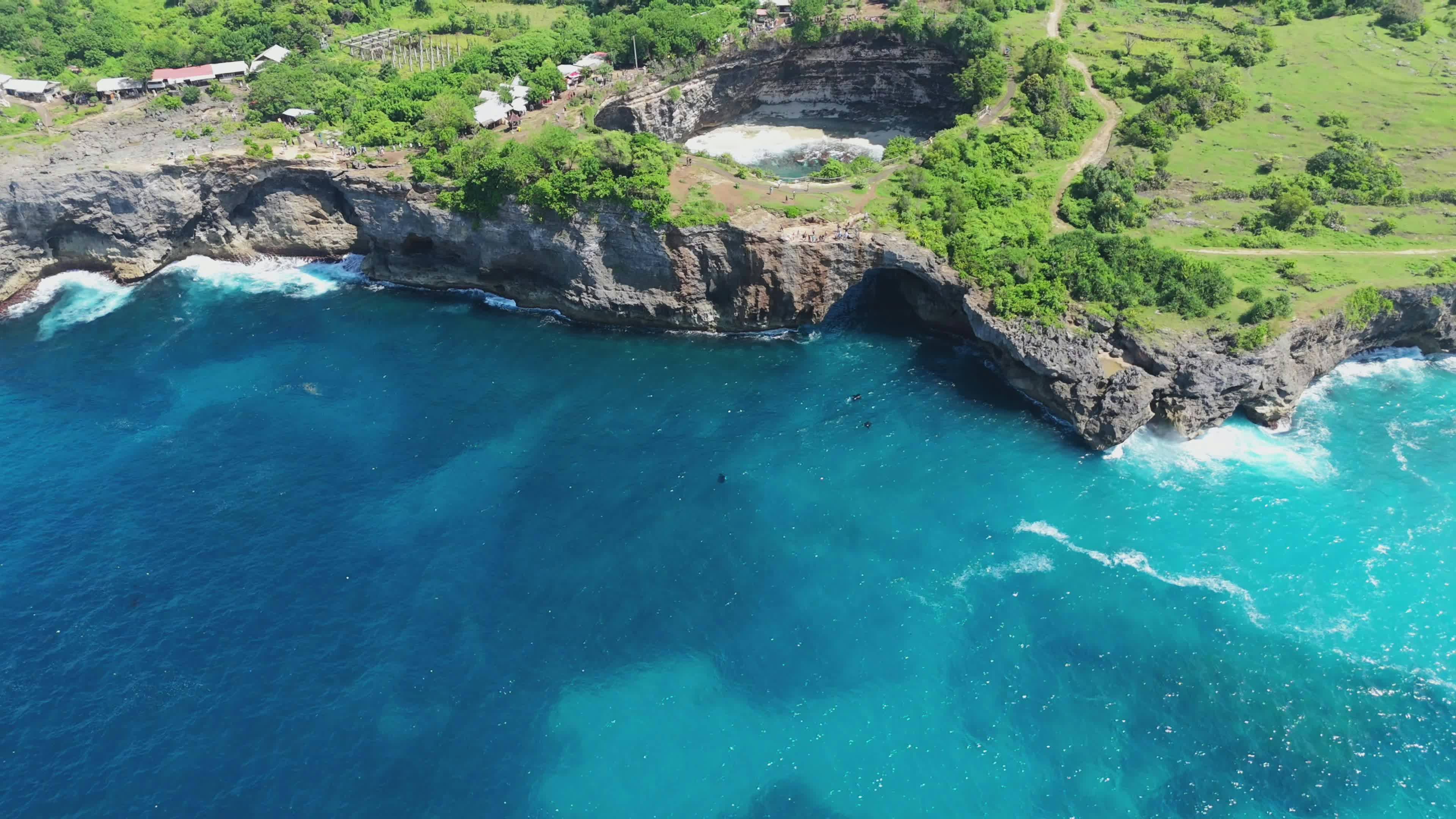 Aerial View of Manta Bay, Nusa Penida Cliffs Free Stock Video Footage ...