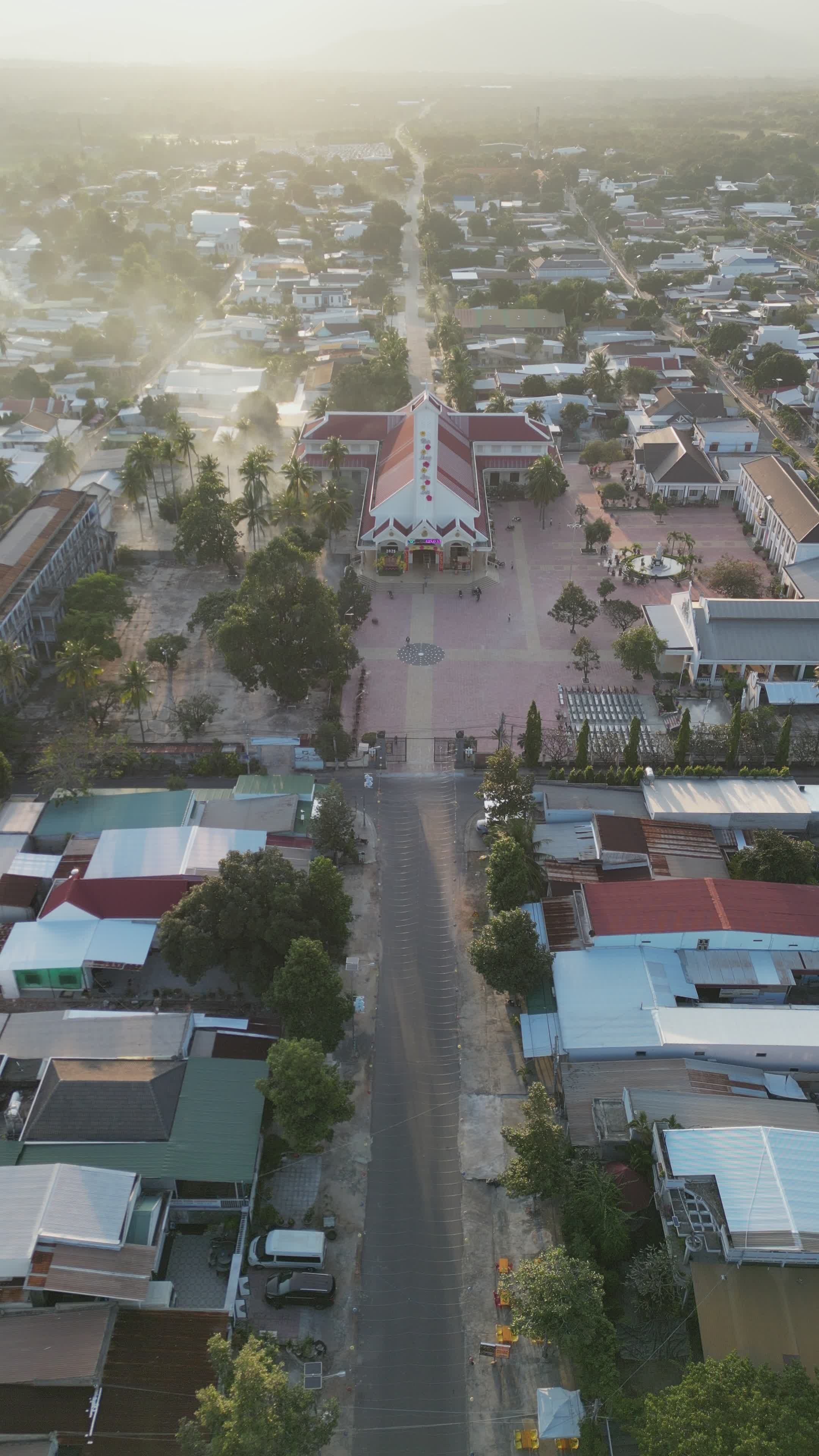Aerial Drone View of Scenic Town at Sunrise Free Stock Video Footage ...