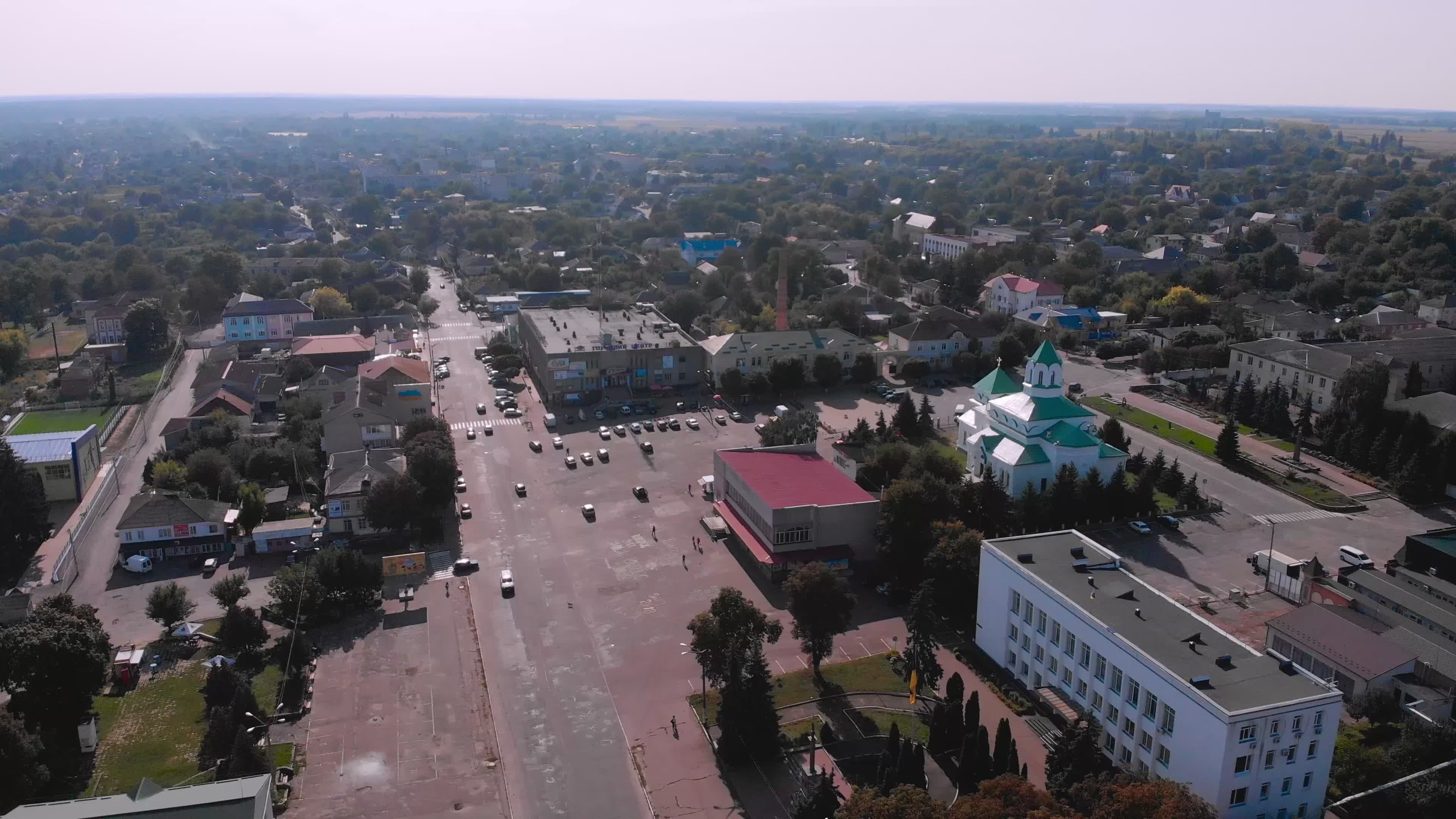 Aerial View of Ukrainian Town Square Free Stock Video Footage, Royalty ...