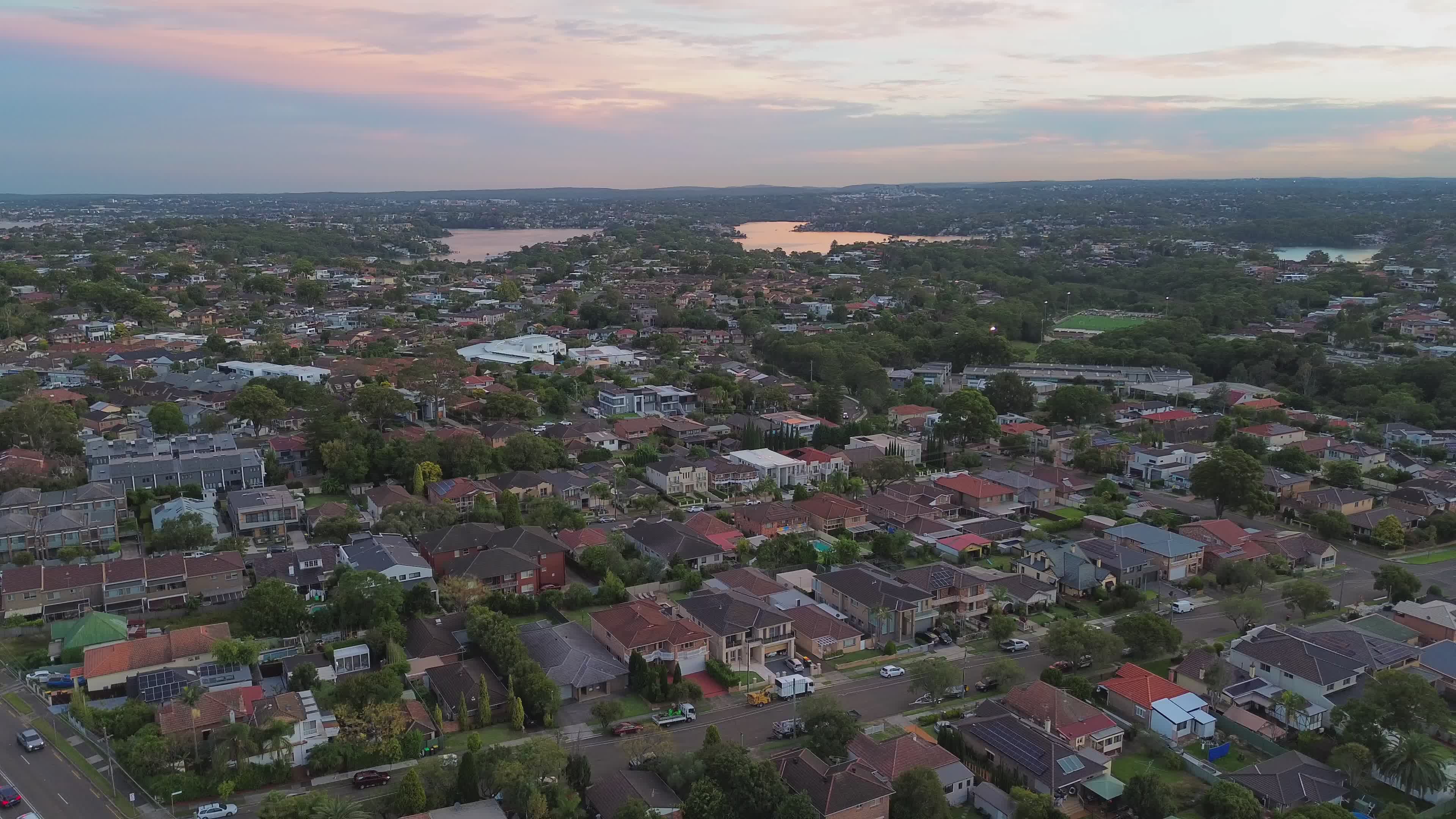 Aerial Sunset Over Scenic Australian Suburbs Free Stock Video Footage ...