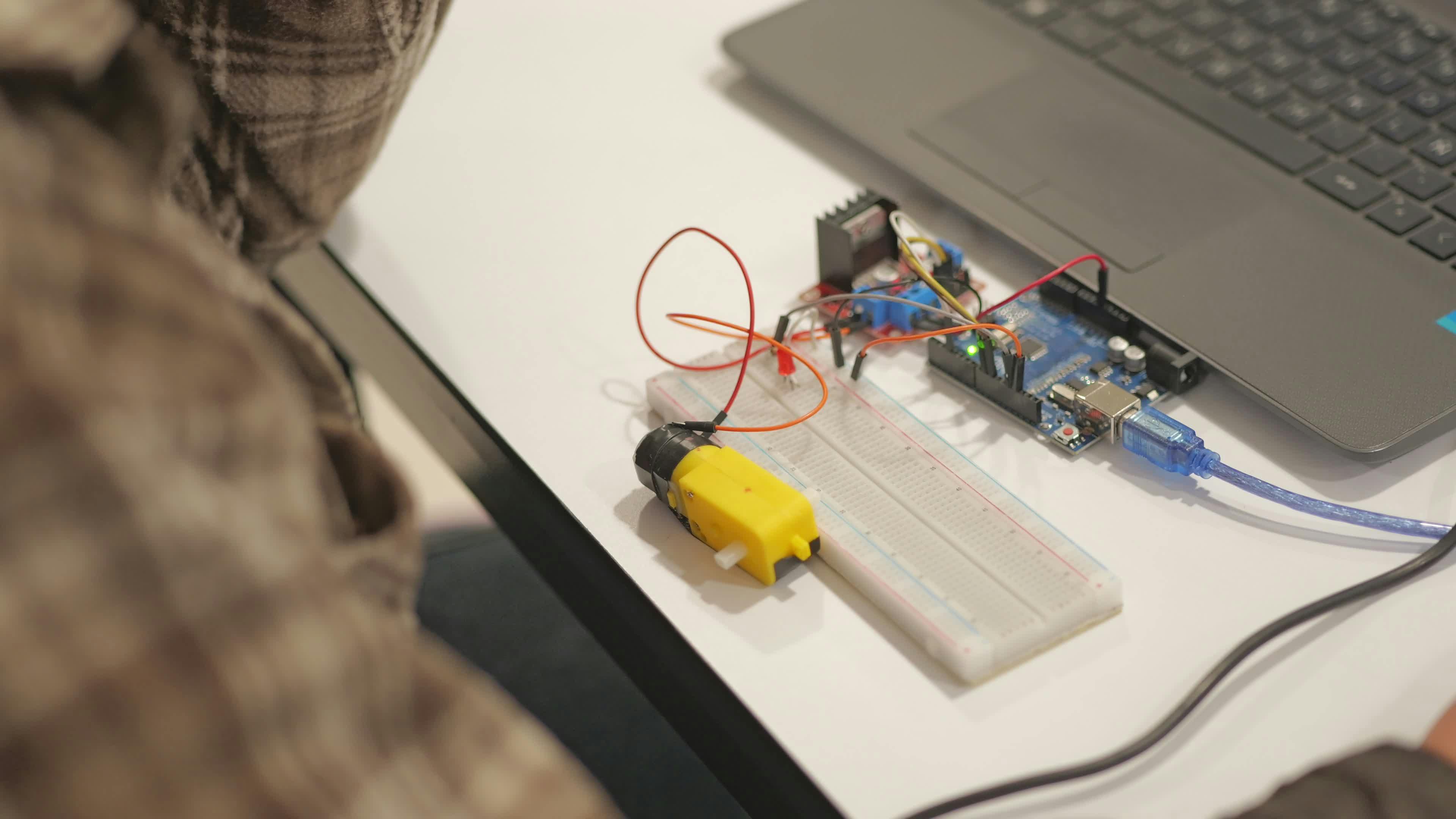 Engineering Student Working on Breadboard Circuit Free Stock Video ...
