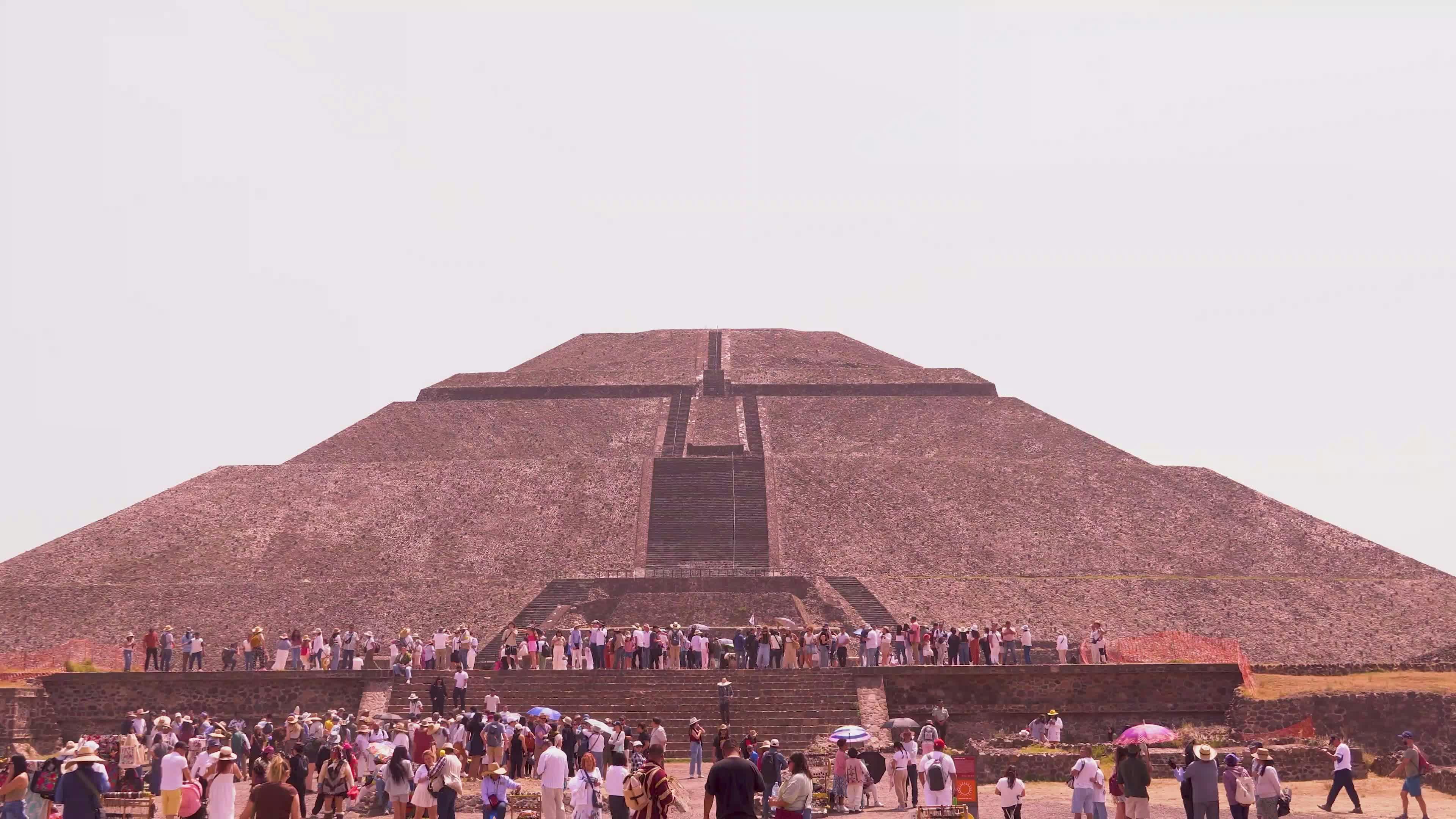 Teotihuacan Pyramid of Sun with Visitors Free Stock Video Footage ...