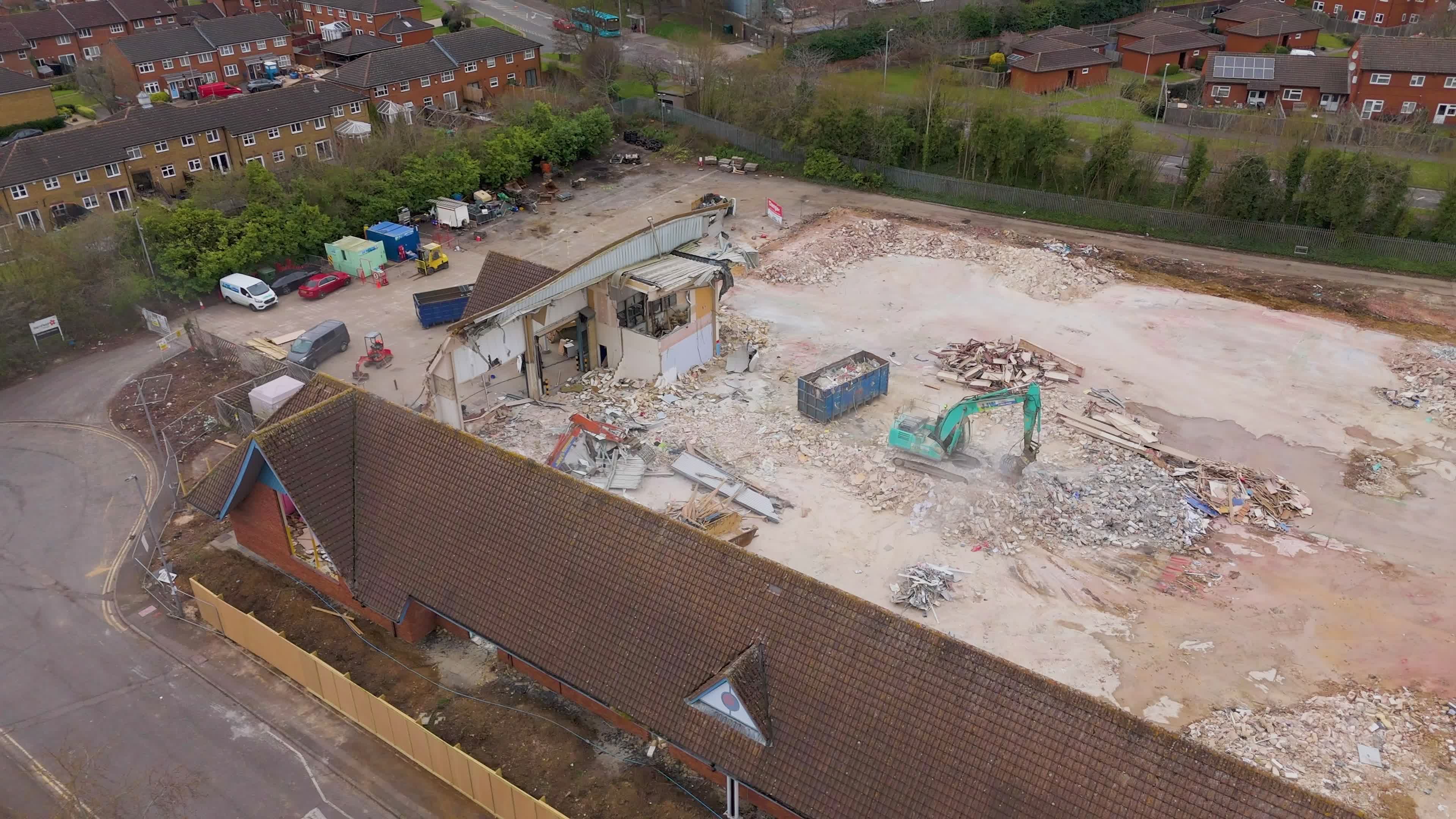 Aerial View of Construction Site with Demolition Free Stock Video ...