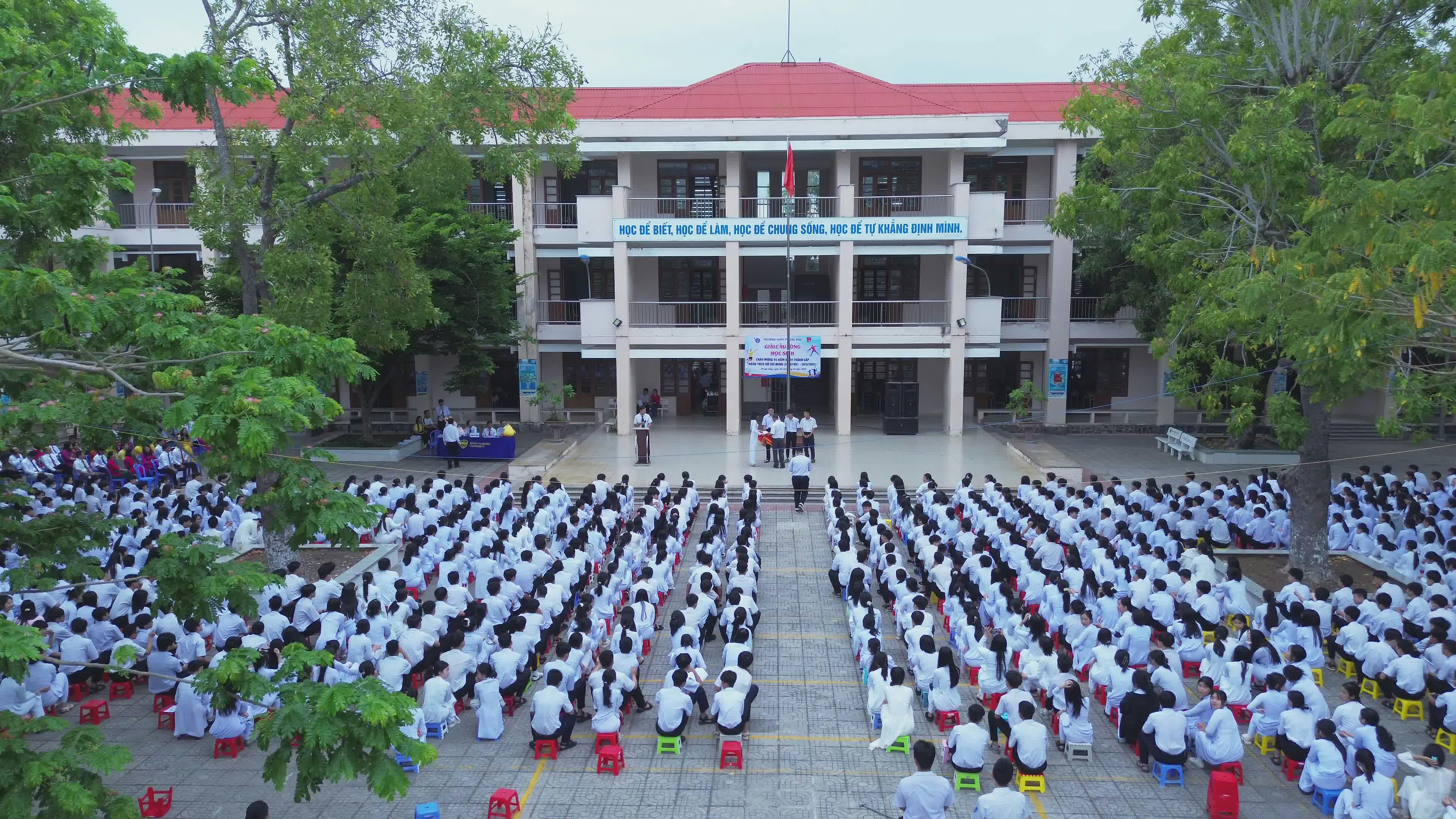 Aerial View of School Assembly Gathering Free Stock Video Footage ...