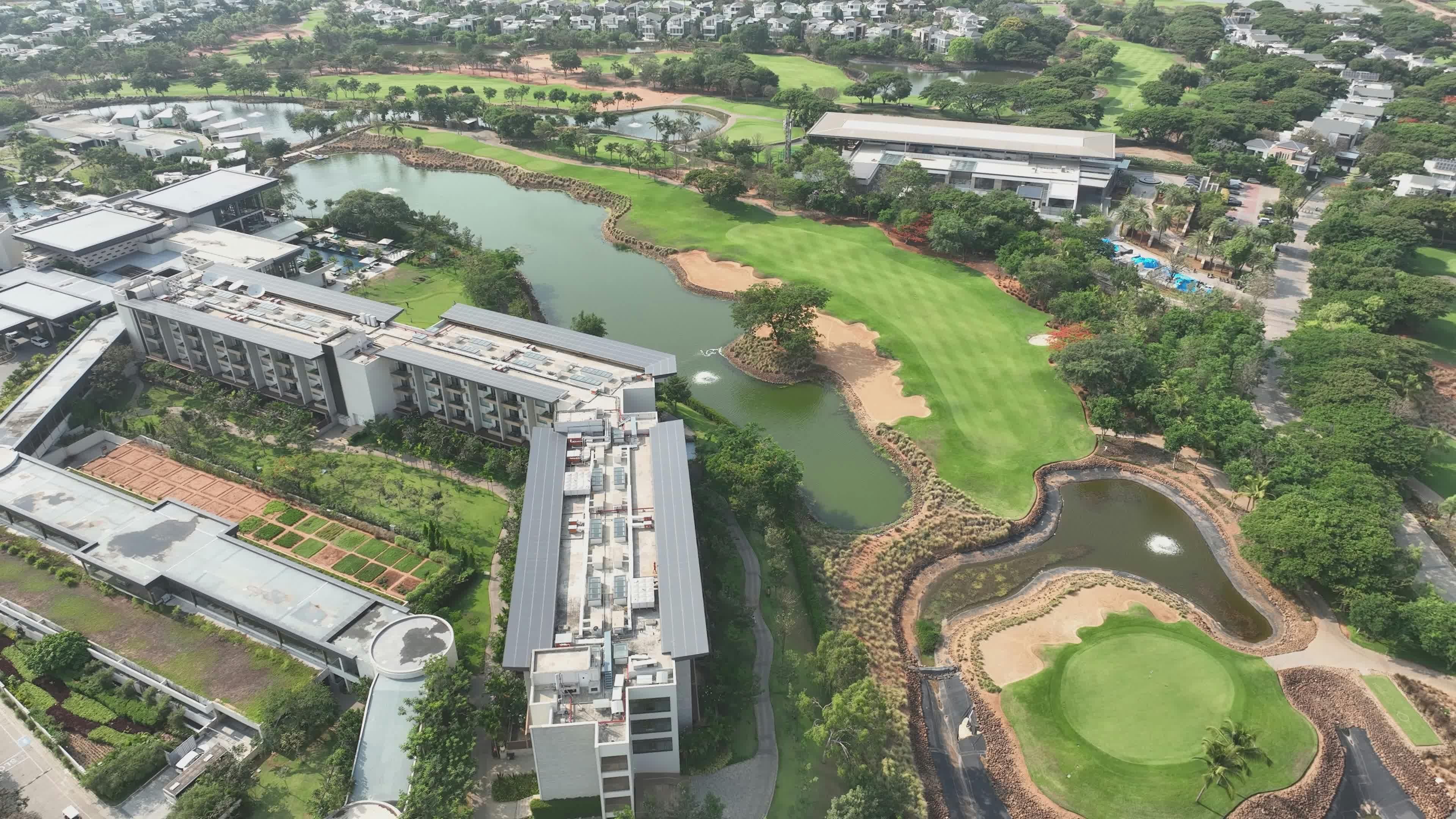 Drone Footage Of A Resort Hotel With A Golf Course Free Stock Video ...