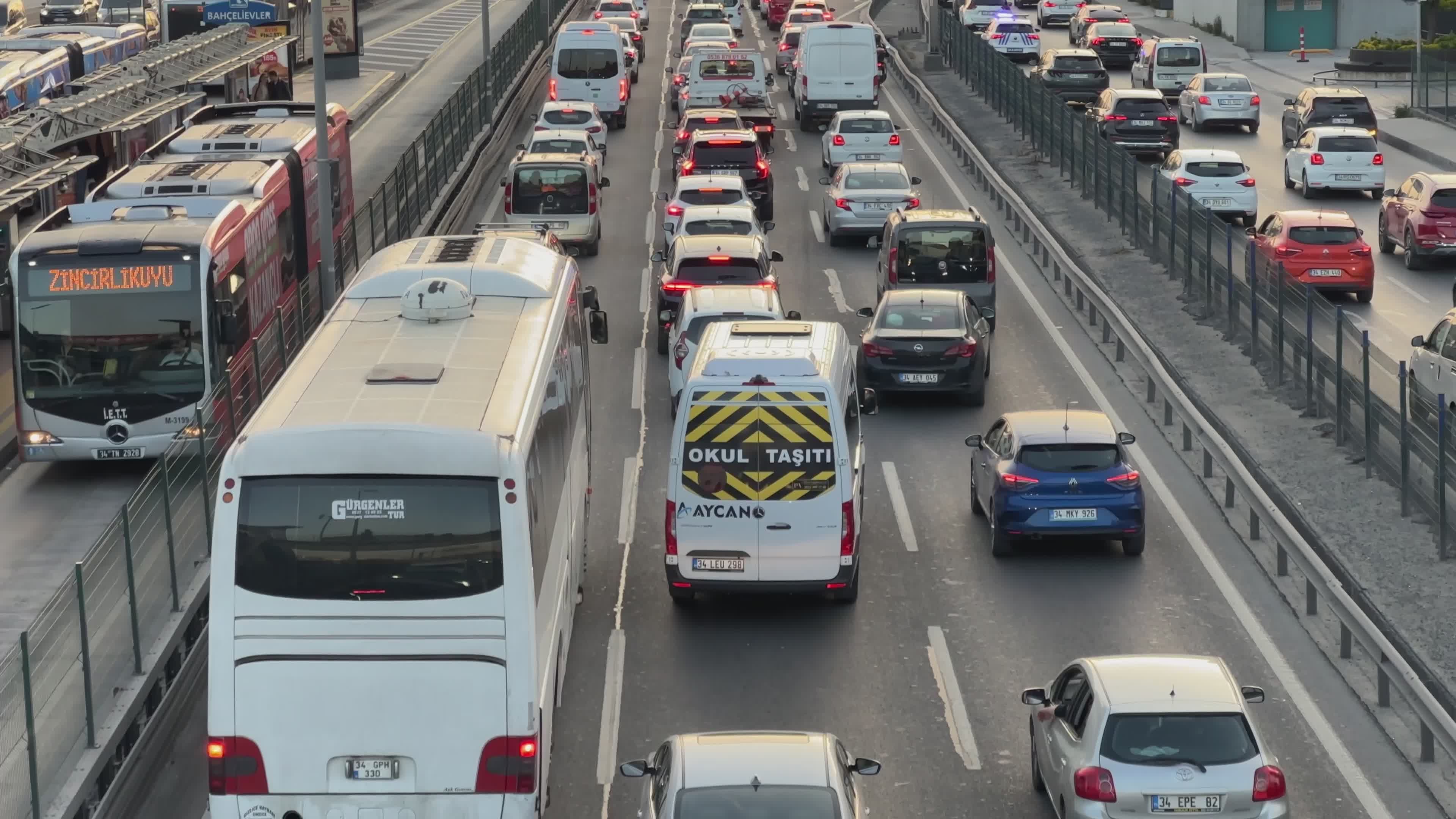 Heavy Traffic on Urban Highway at Dusk Free Stock Video Footage ...