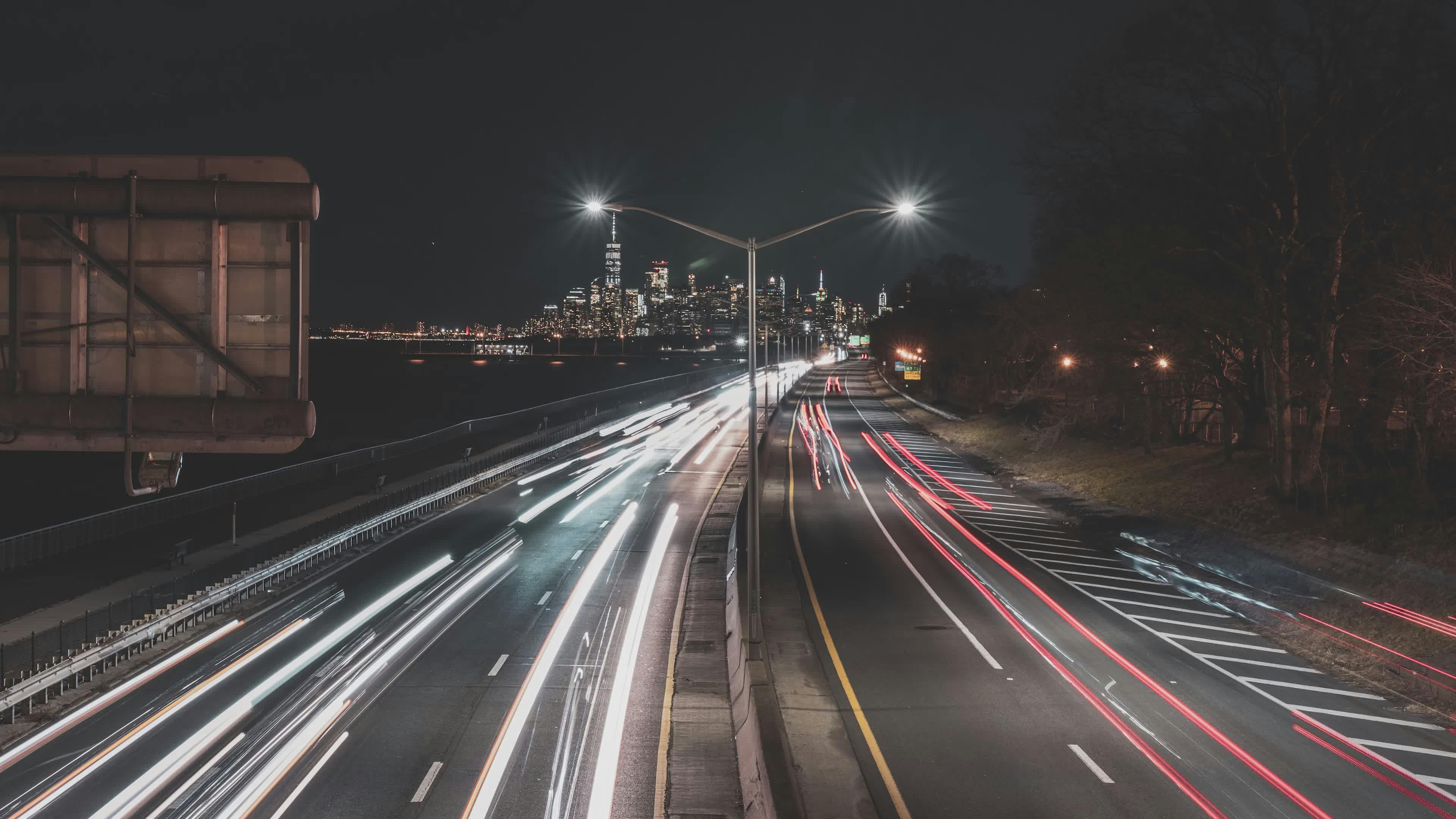 Stunning NYC Expressway Light Trails at Night Free Stock Video Footage ...