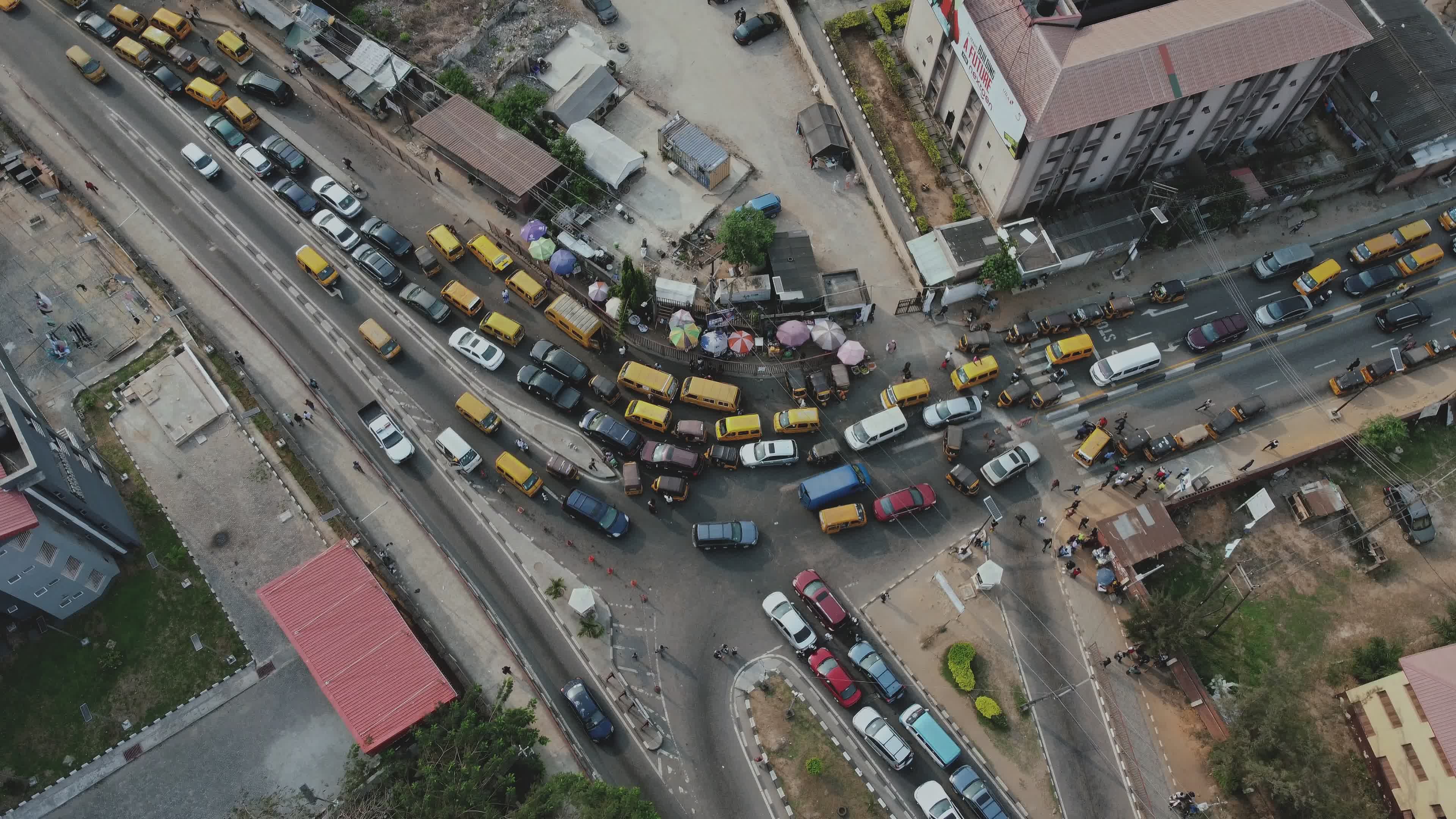 Aerial View of Busy Lagos Traffic at Sunset Free Stock Video Footage ...