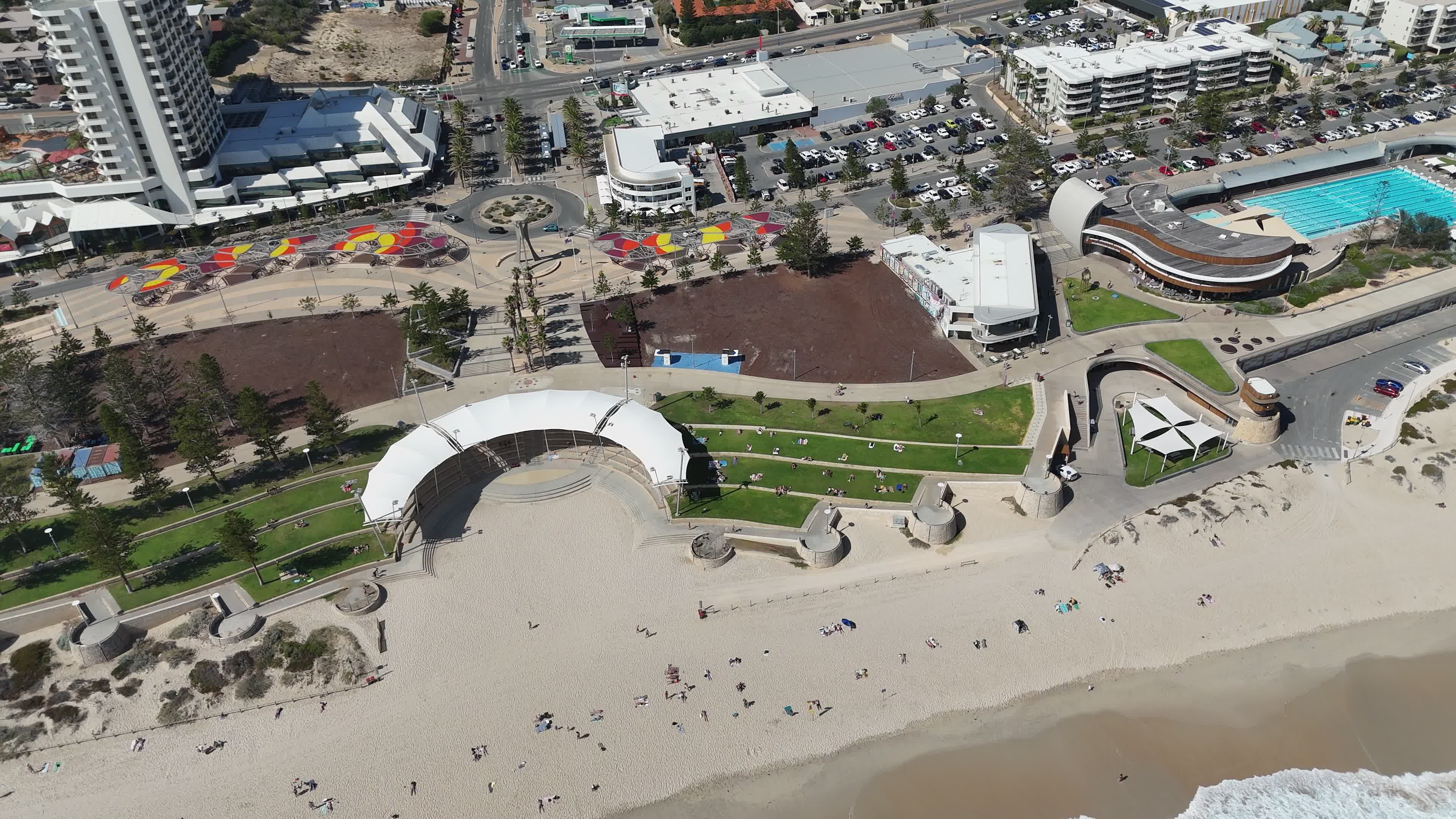 Aerial View of Vibrant Urban Beachfront Free Stock Video Footage ...