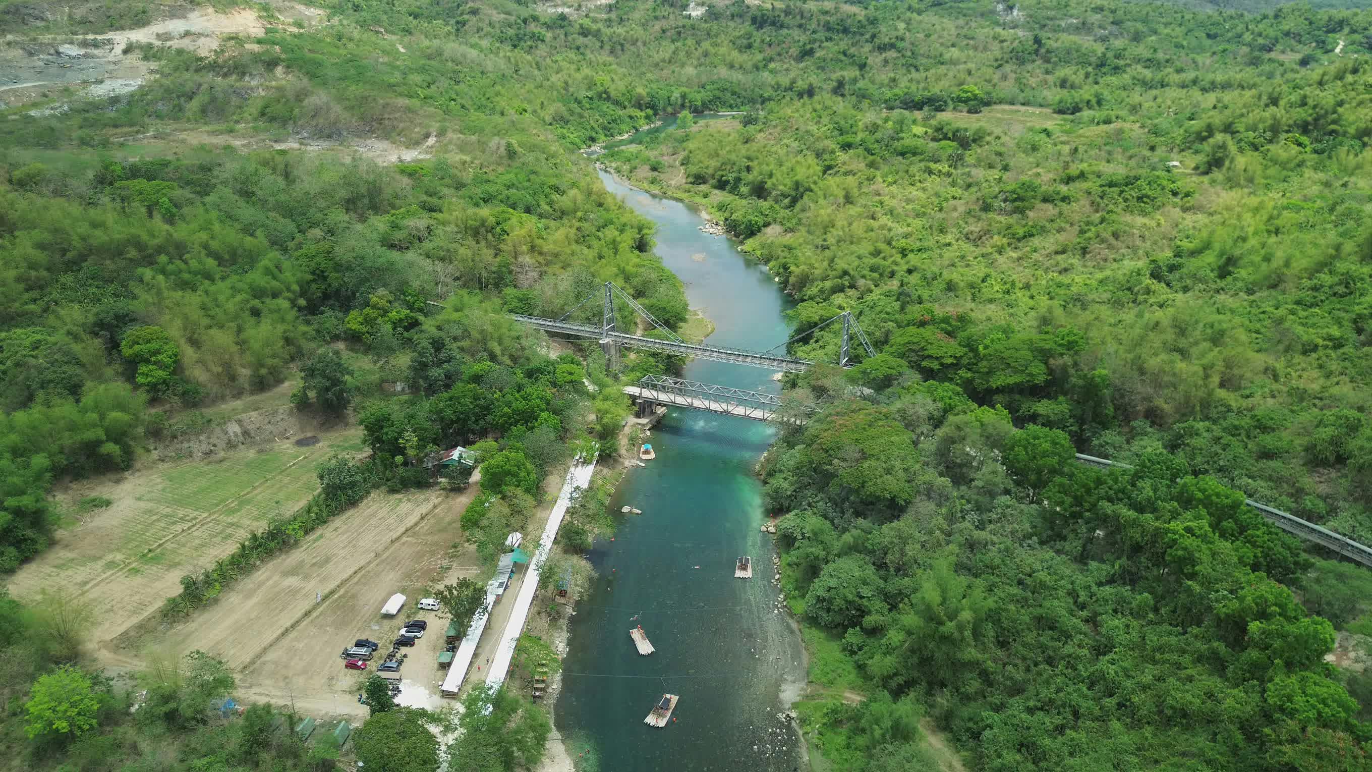 Aerial View of Lush Green Forest and River Free Stock Video Footage ...