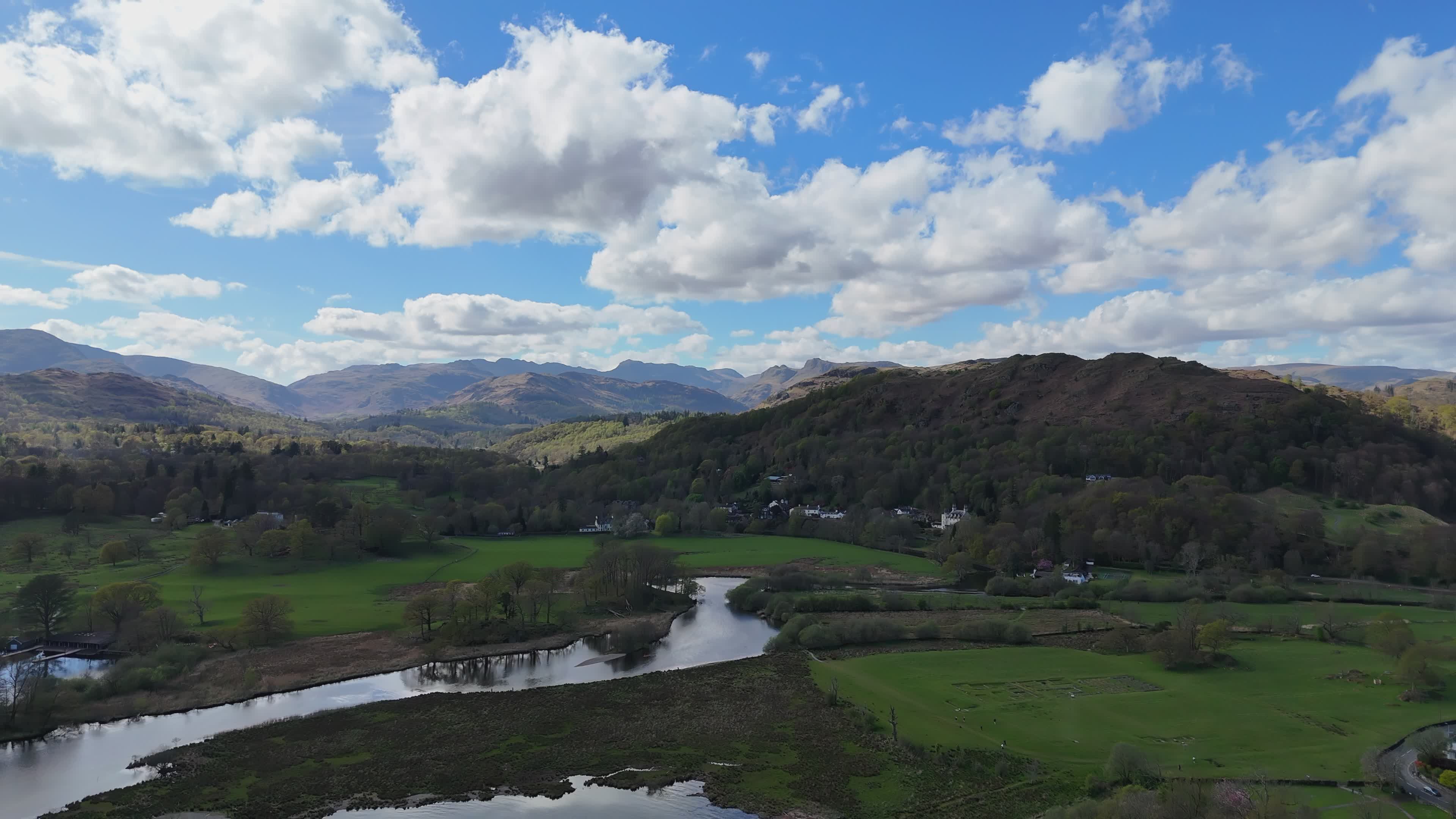 4K Aerial View of Scenic Windermere Countryside Free Stock Video ...