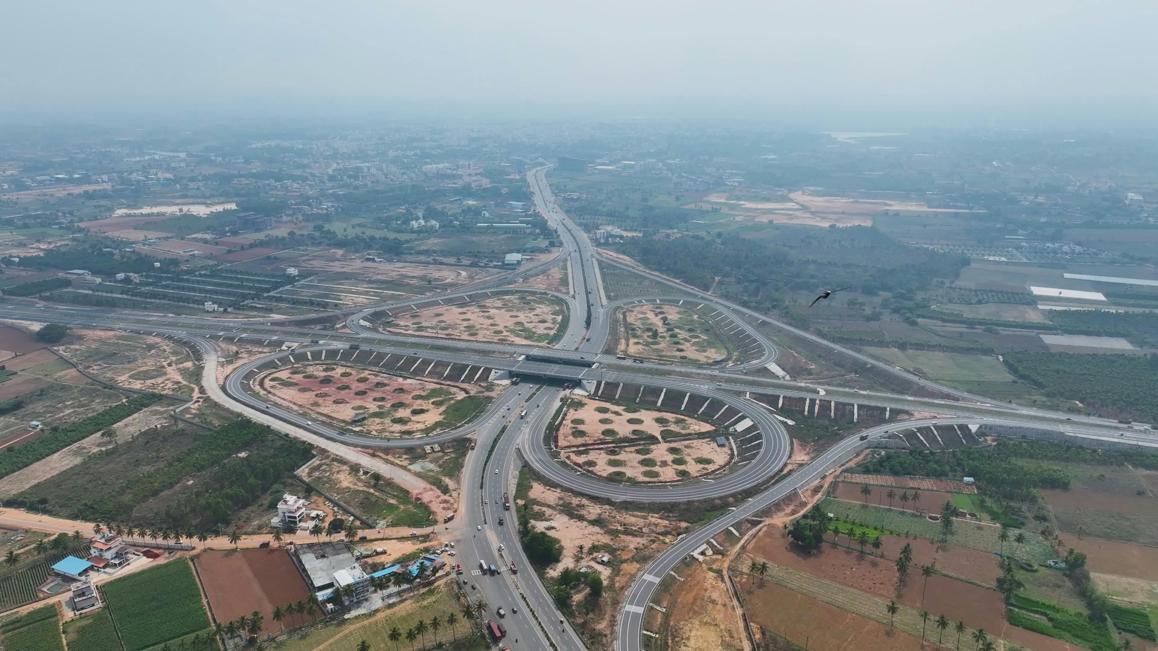 Aerial View of Modern Highway Interchange Free Stock Video Footage ...