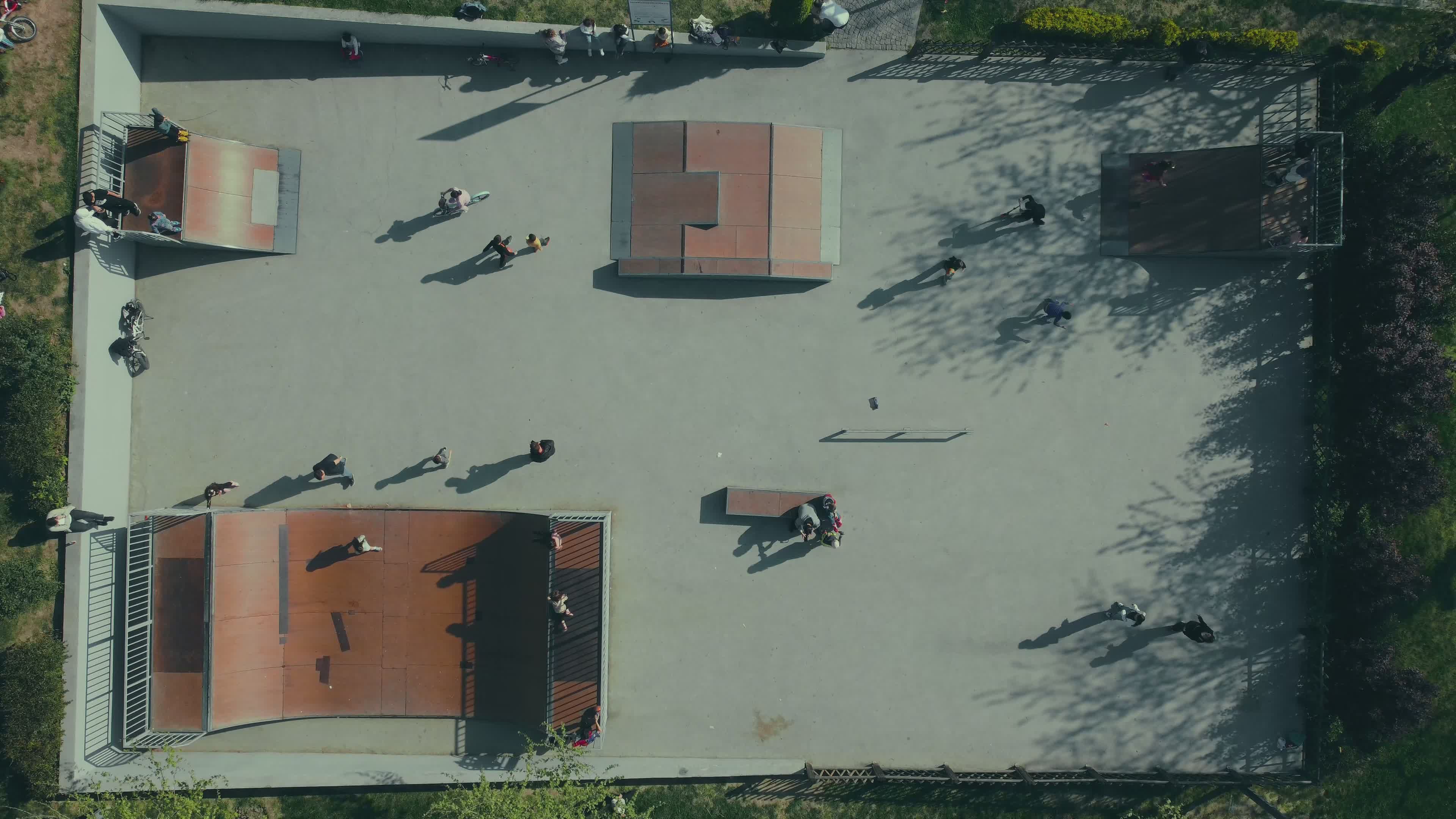 Aerial View of Busy Urban Skatepark Free Stock Video Footage, Royalty ...