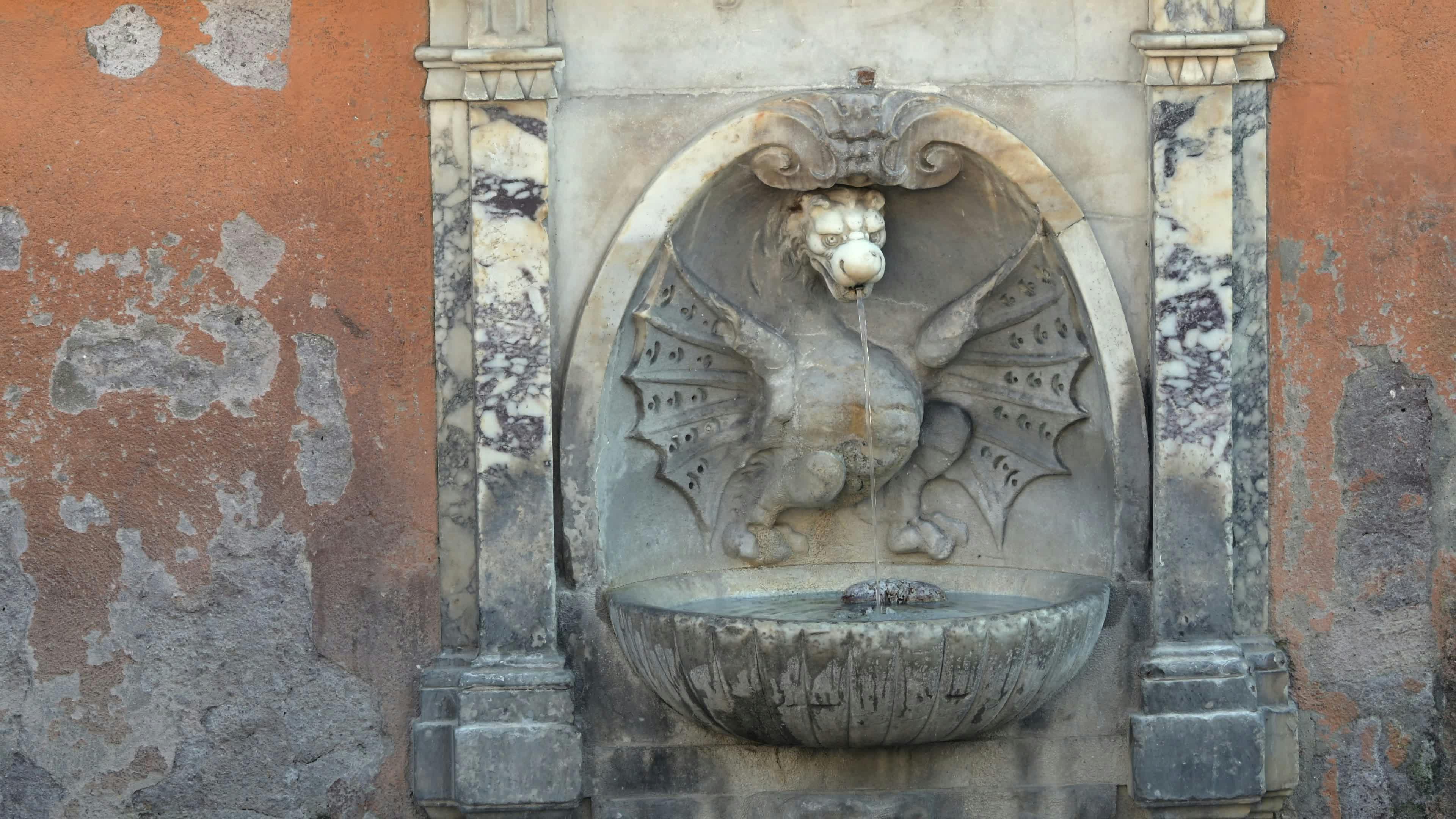 Historic Dragon Fountain in Rome Wall Free Stock Video Footage, Royalty ...