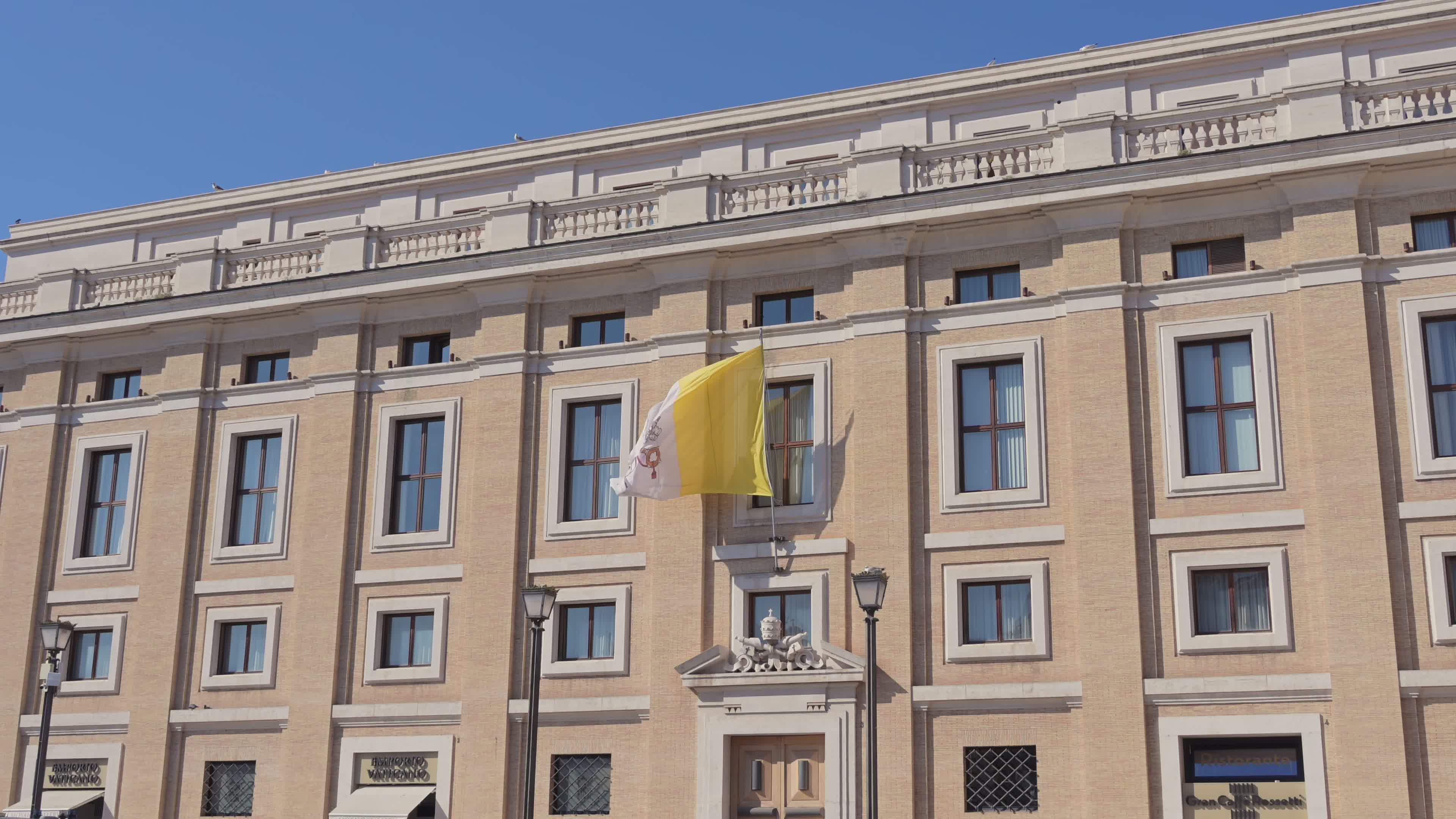 Vatican City Building with Papal Flag Waving Free Stock Video Footage ...