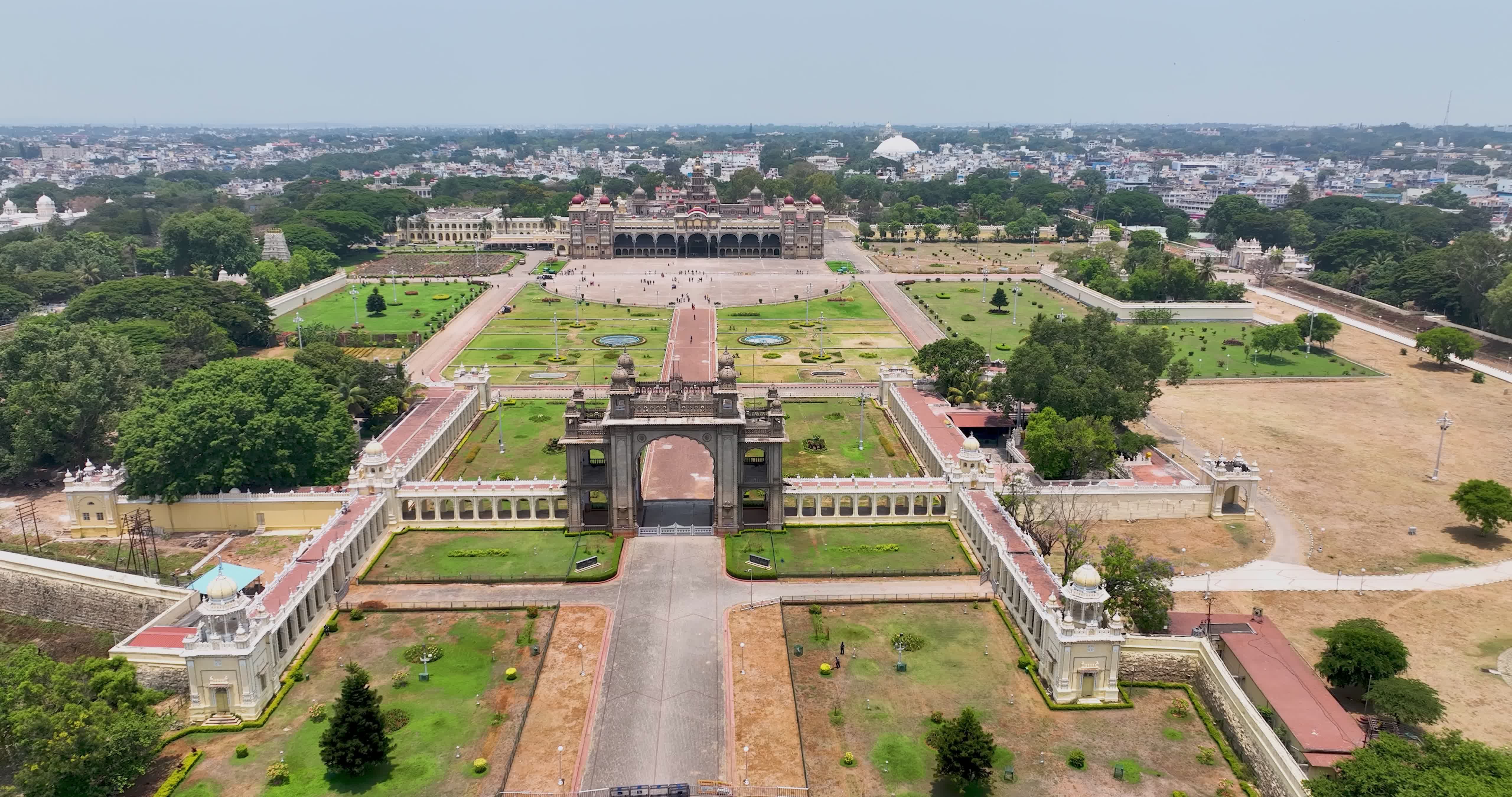 Stunning Aerial View of Mysore Palace Grounds Free Stock Video Footage ...