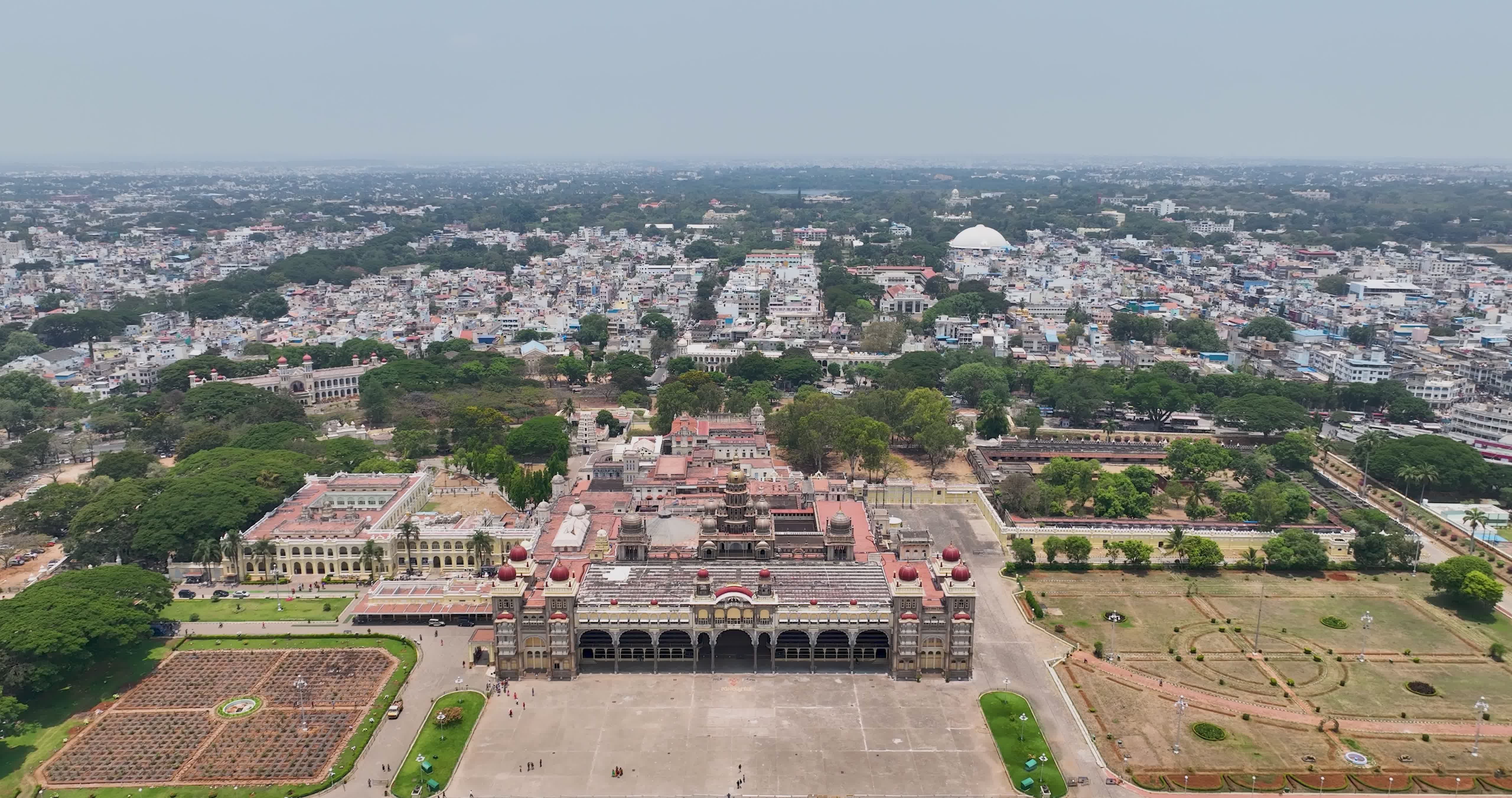 Aerial View of Mysore Palace and Cityscape Free Stock Video Footage ...