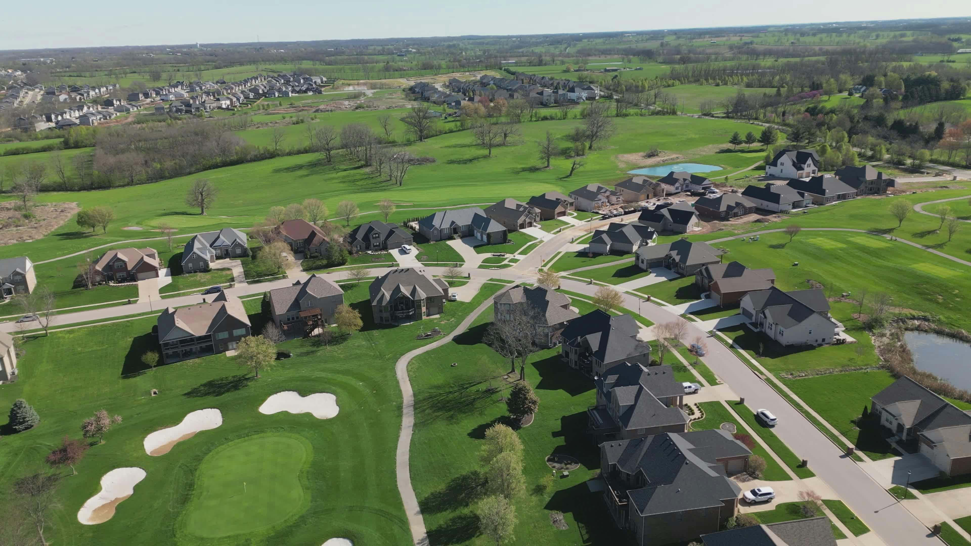 Aerial View of Suburban Golf Course Neighborhood Free Stock Video ...