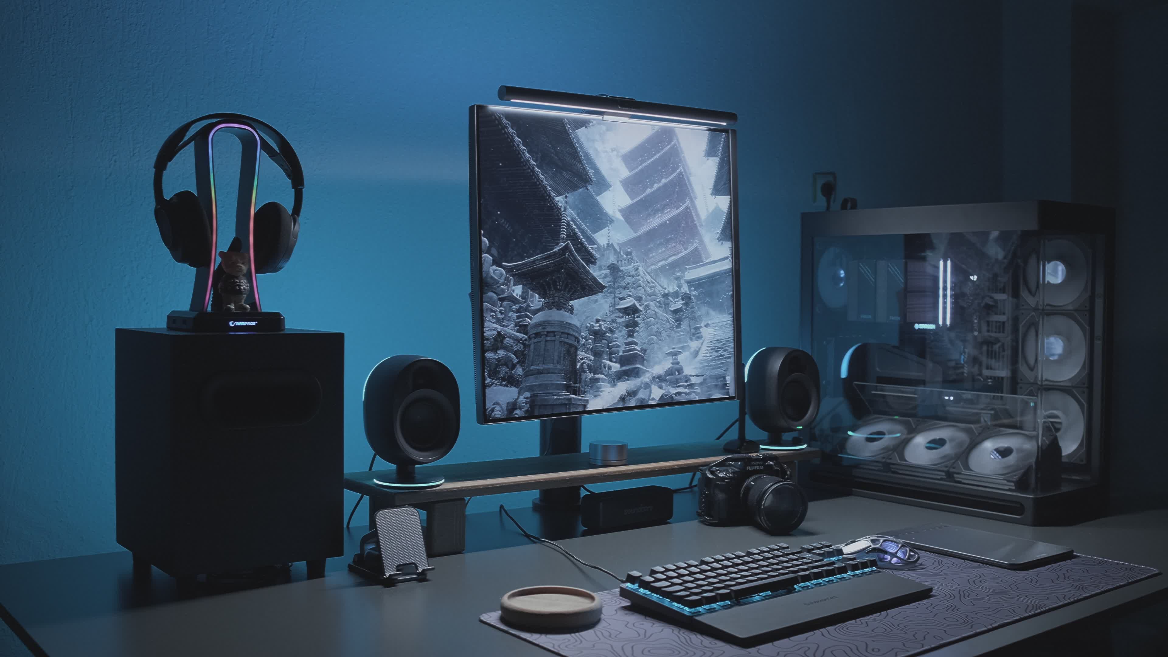 Sleek Gaming Setup with RGB PC and Accessories Free Stock Video Footage ...