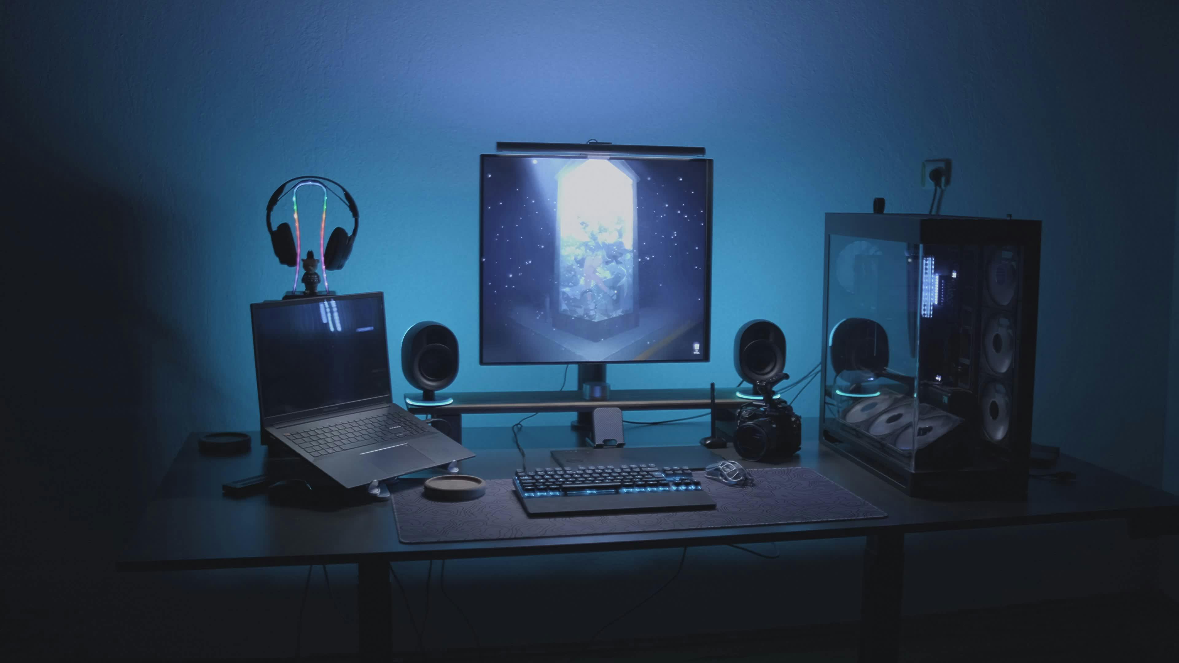 Modern Gaming Setup with PC and Accessories Free Stock Video Footage ...