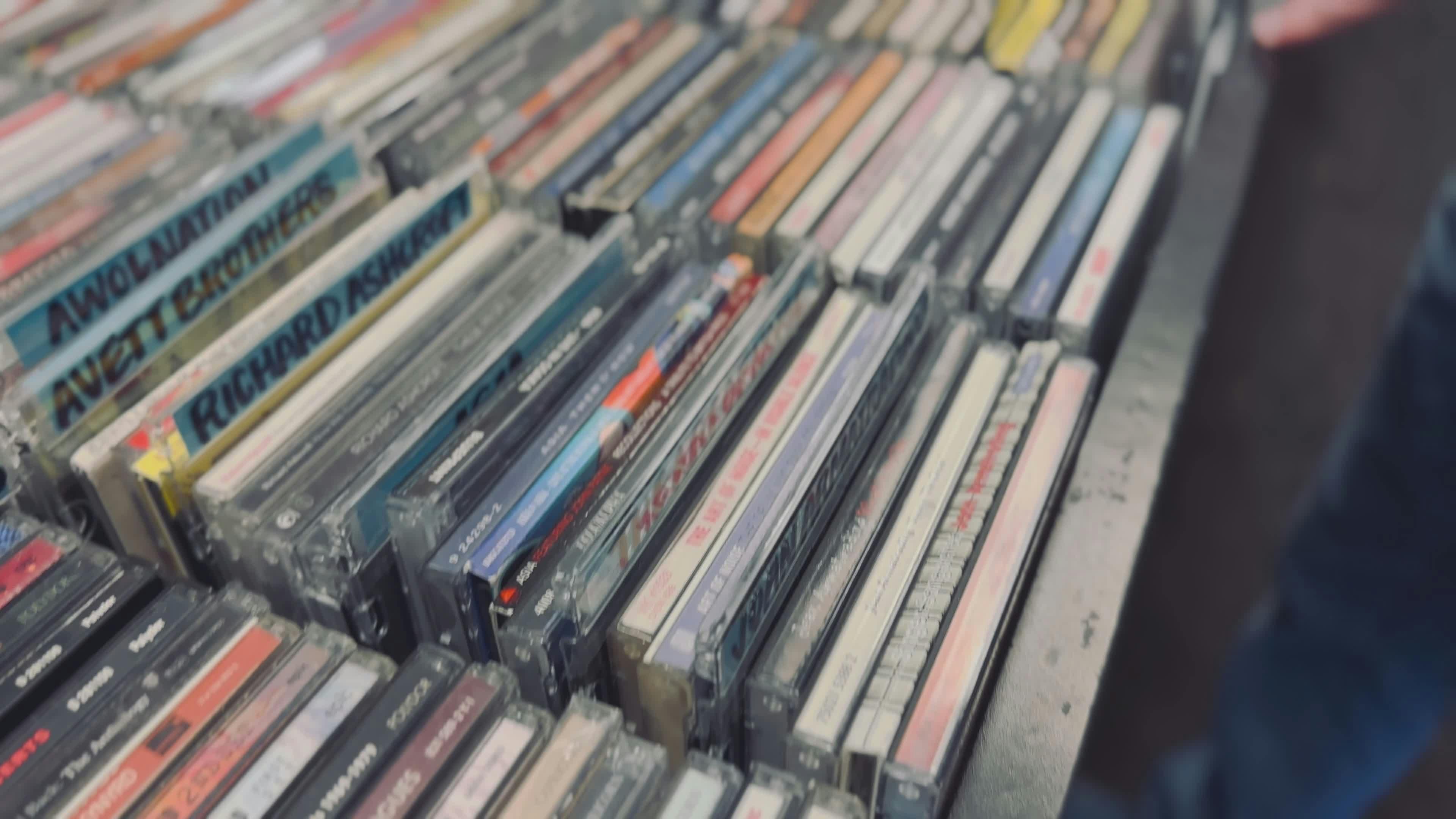 Browsing Vintage Music Collection in Store Free Stock Video Footage ...