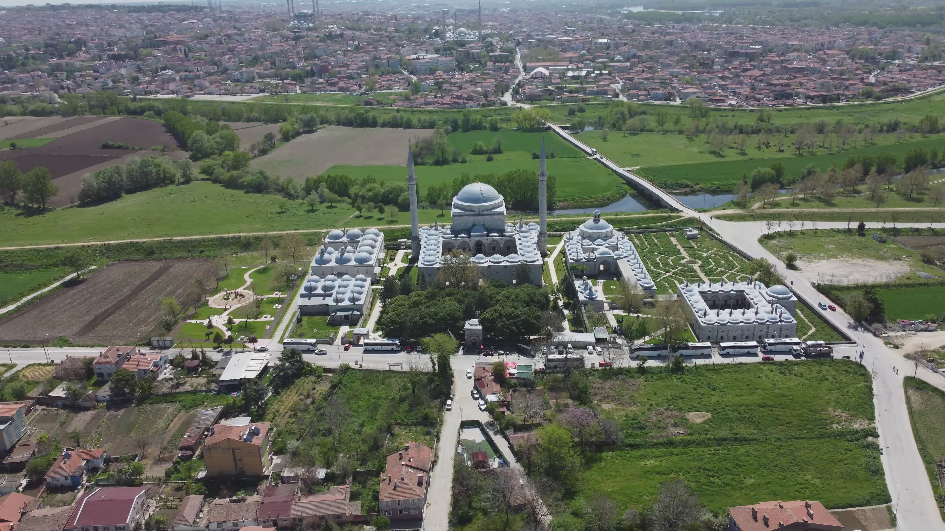 Aerial View of Ottoman Mosque in Edirne Free Stock Video Footage ...