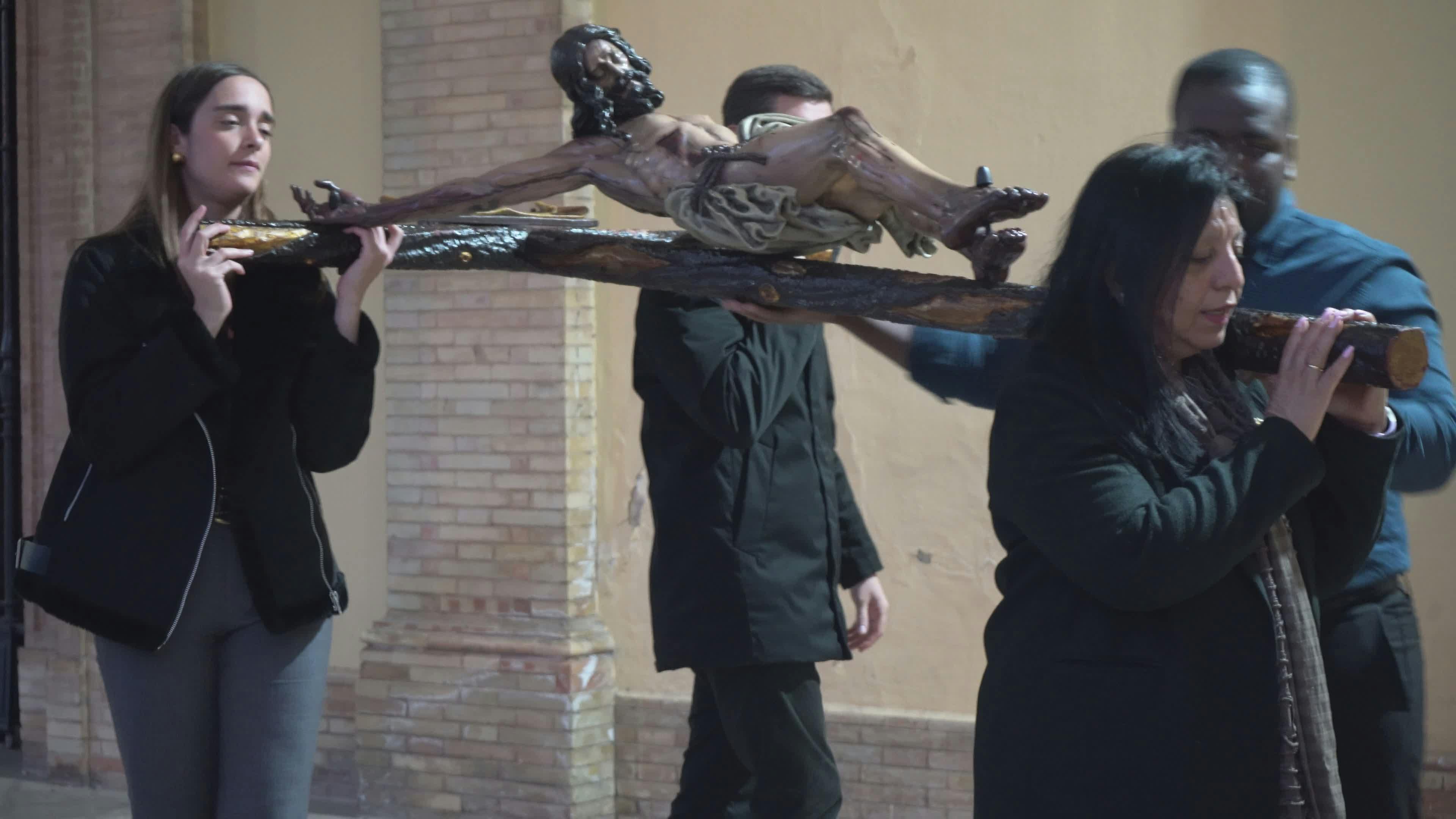 Religious Procession with a Christ Statue Free Stock Video Footage ...