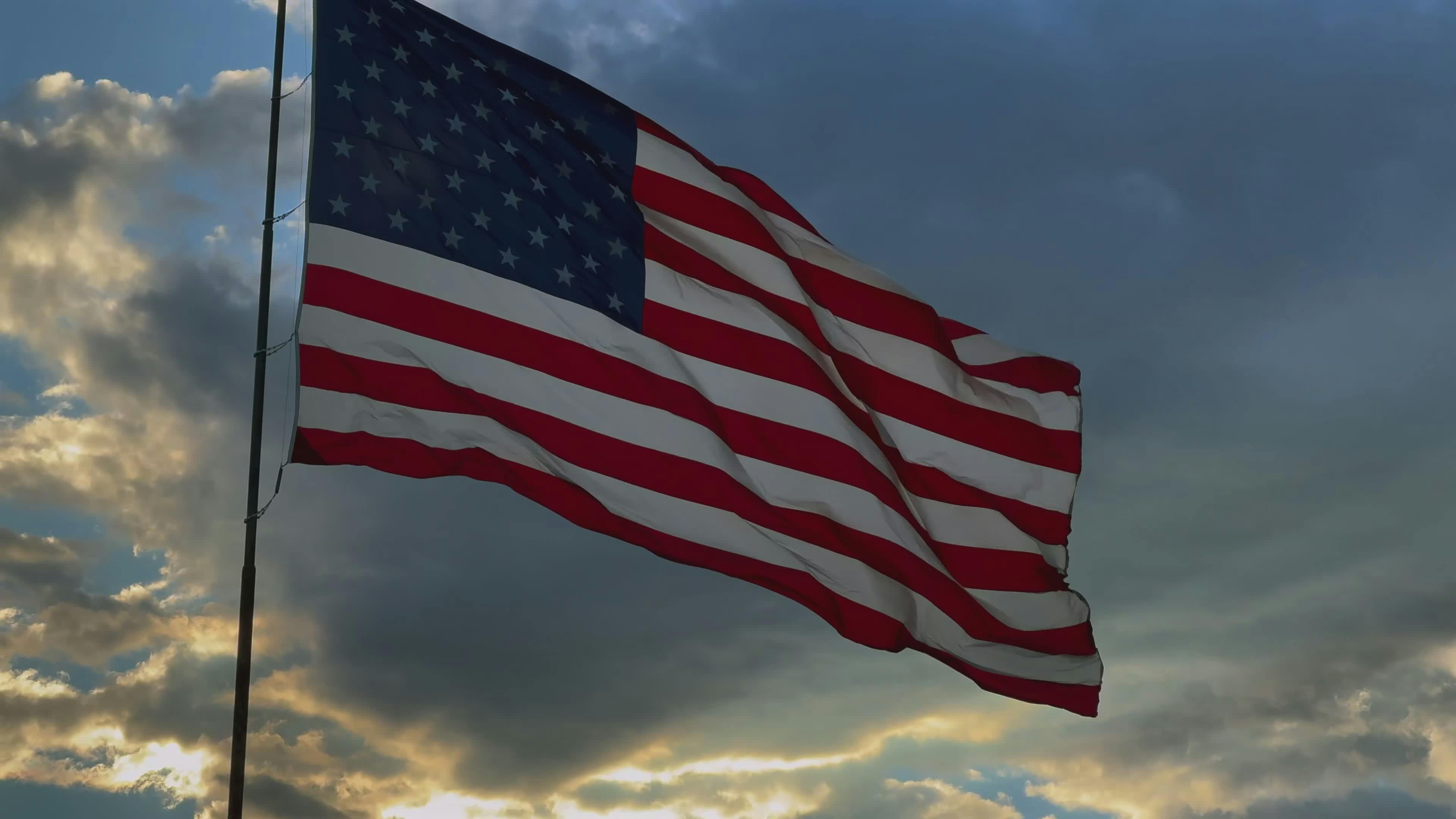 Done Footage Of The American Flag Raised On The Flag Pole Free Stock ...